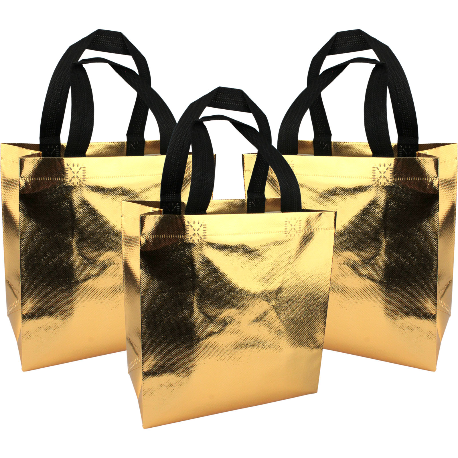 Metallic Gold Party Tote Bags (Pack of 12) - Discount Party Supplies