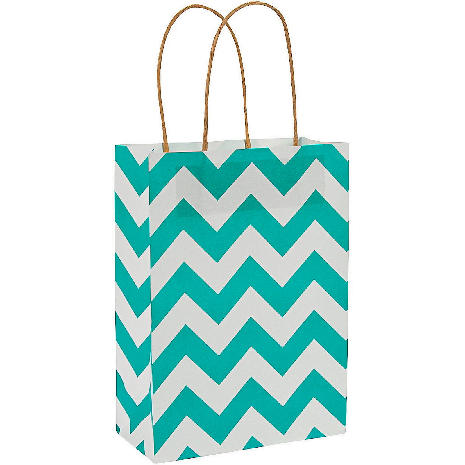 Teal Chevron Paper Gift Bags 22.7cm (Pack of 12) - Discount Party Supplies