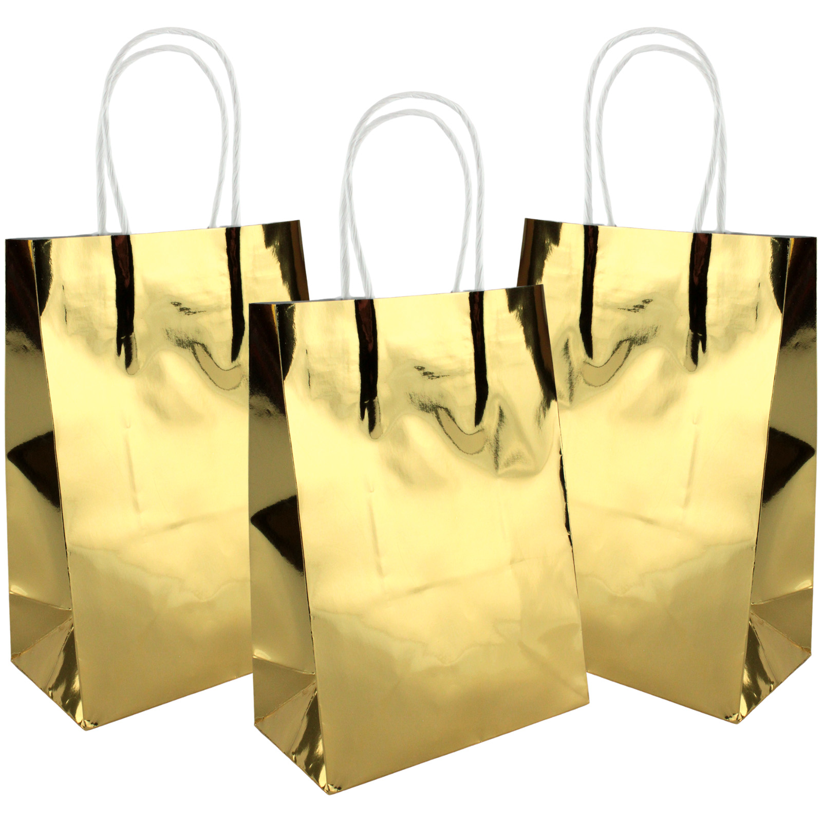 Gold Metallic Foil Paper Gift Bags (Pack of 4) - Discount Party Supplies