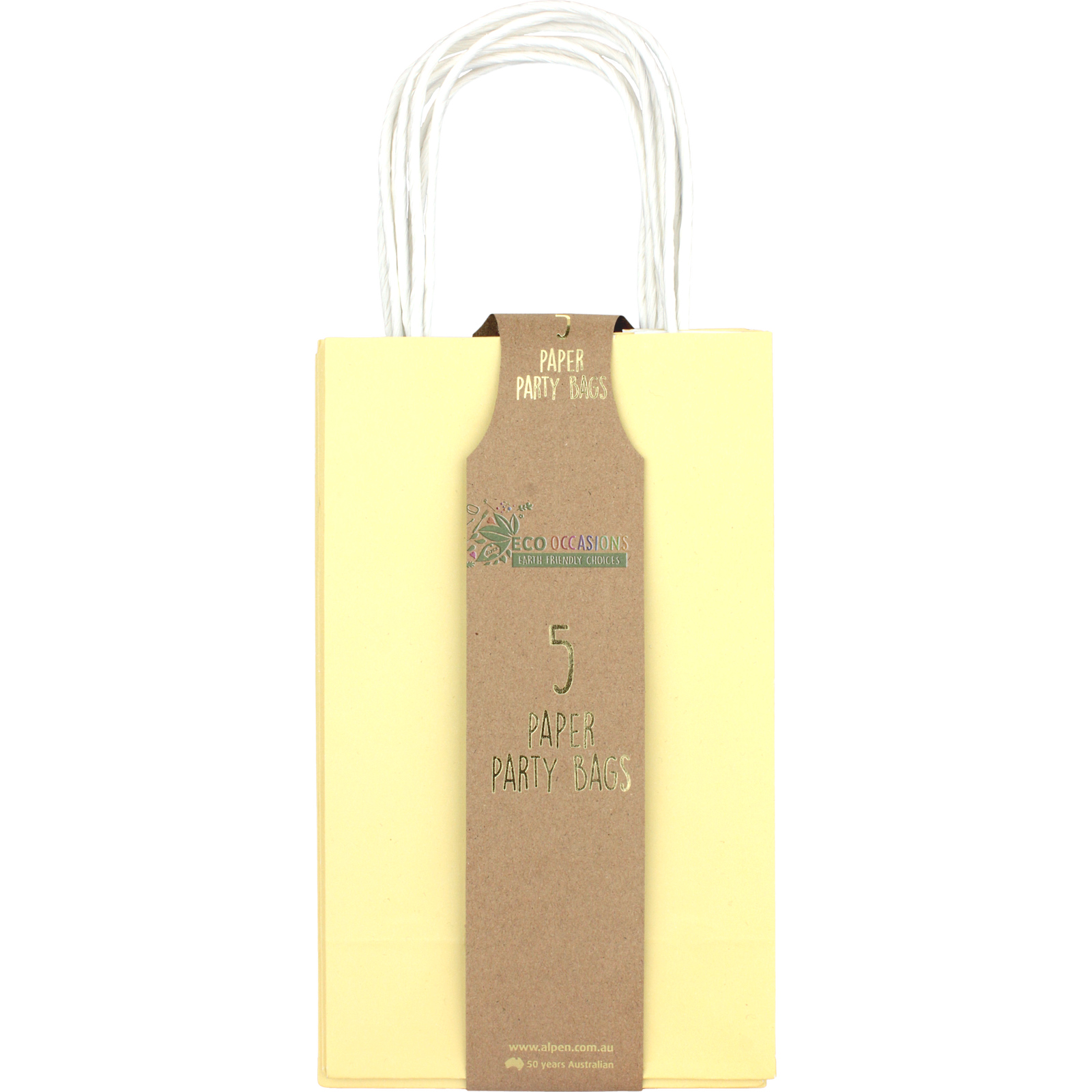 Pastel Lemon Paper Gift Bags 21.5cm (Pack of 5) | Discount Party ...