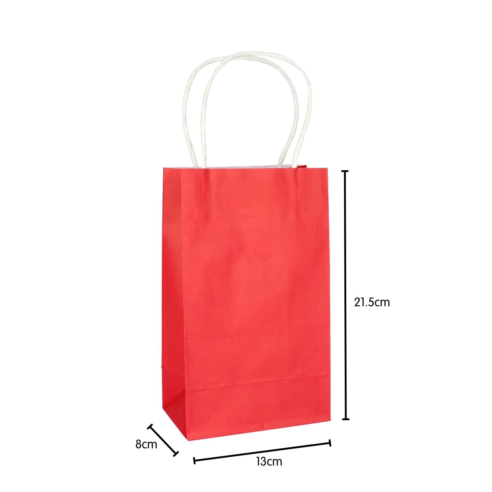 Red Paper Gift Bags 21.5cm (Pack of 5) | Red Coloured Party Supplies ...