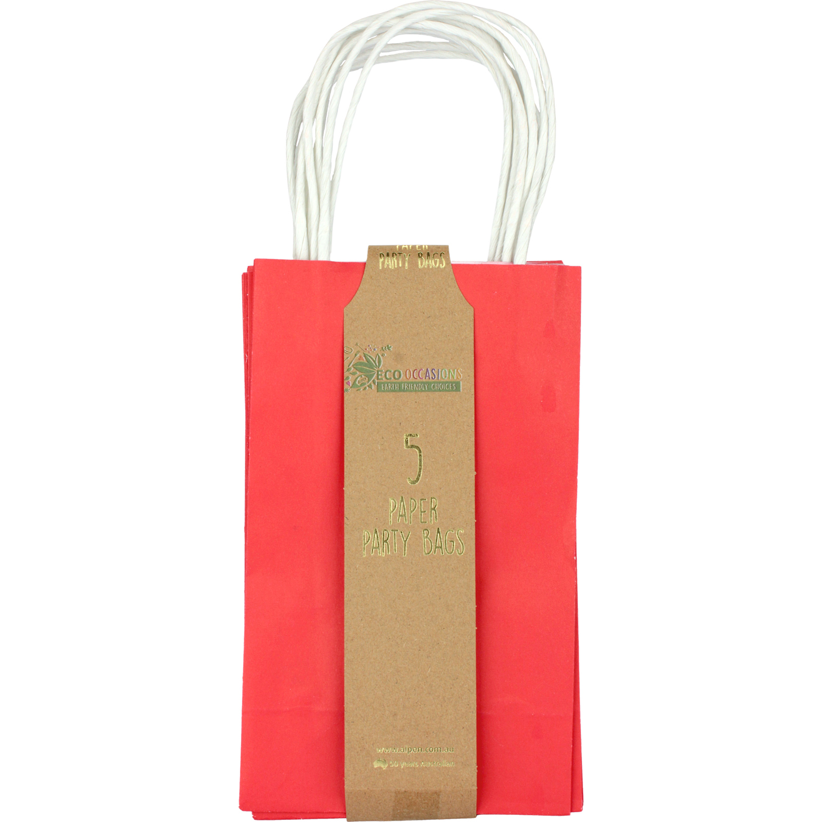 Red Paper Gift Bags 21.5cm (Pack of 5) | Red Coloured Party Supplies ...