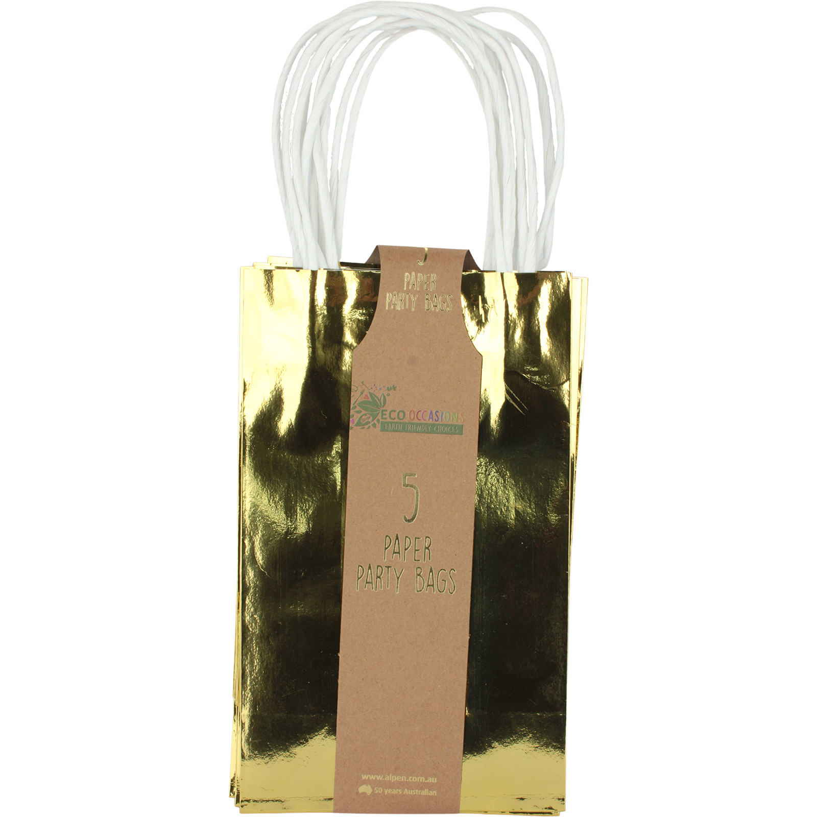 Metallic Gold Paper Gift Bags 21.5cm (Pack of 5) | Gold Party Supplies ...