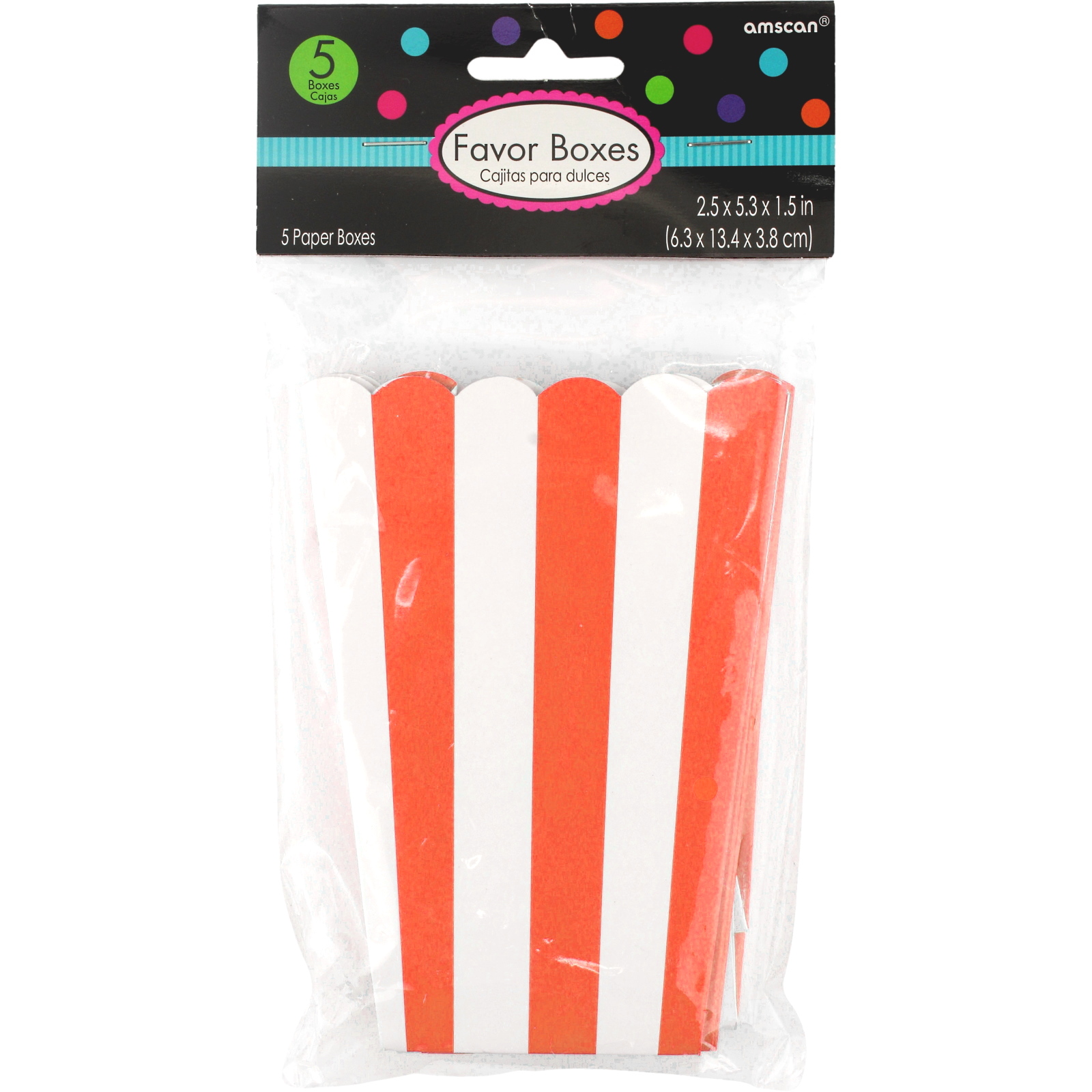 Orange Stripe Popcorn Boxes (Pack of 5) | Orange Coloured Party ...