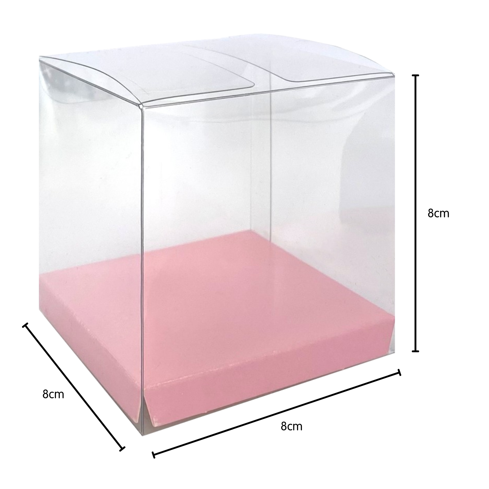 Clear and Pastel Pink Square Favour Boxes 8cm (Pack of 10) | Light Pink ...