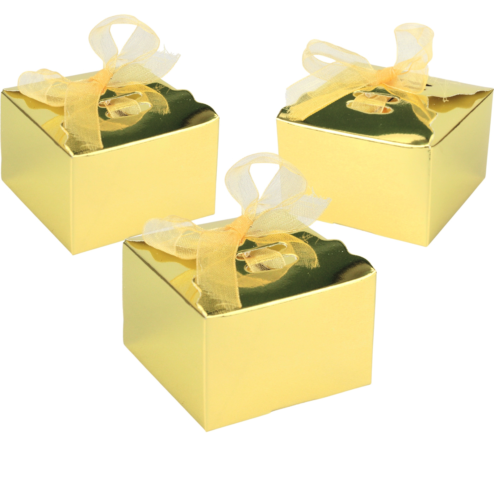 Mini Gold Scalloped Gift Boxes With Ribbon (Pack of 6) - Discount Party ...