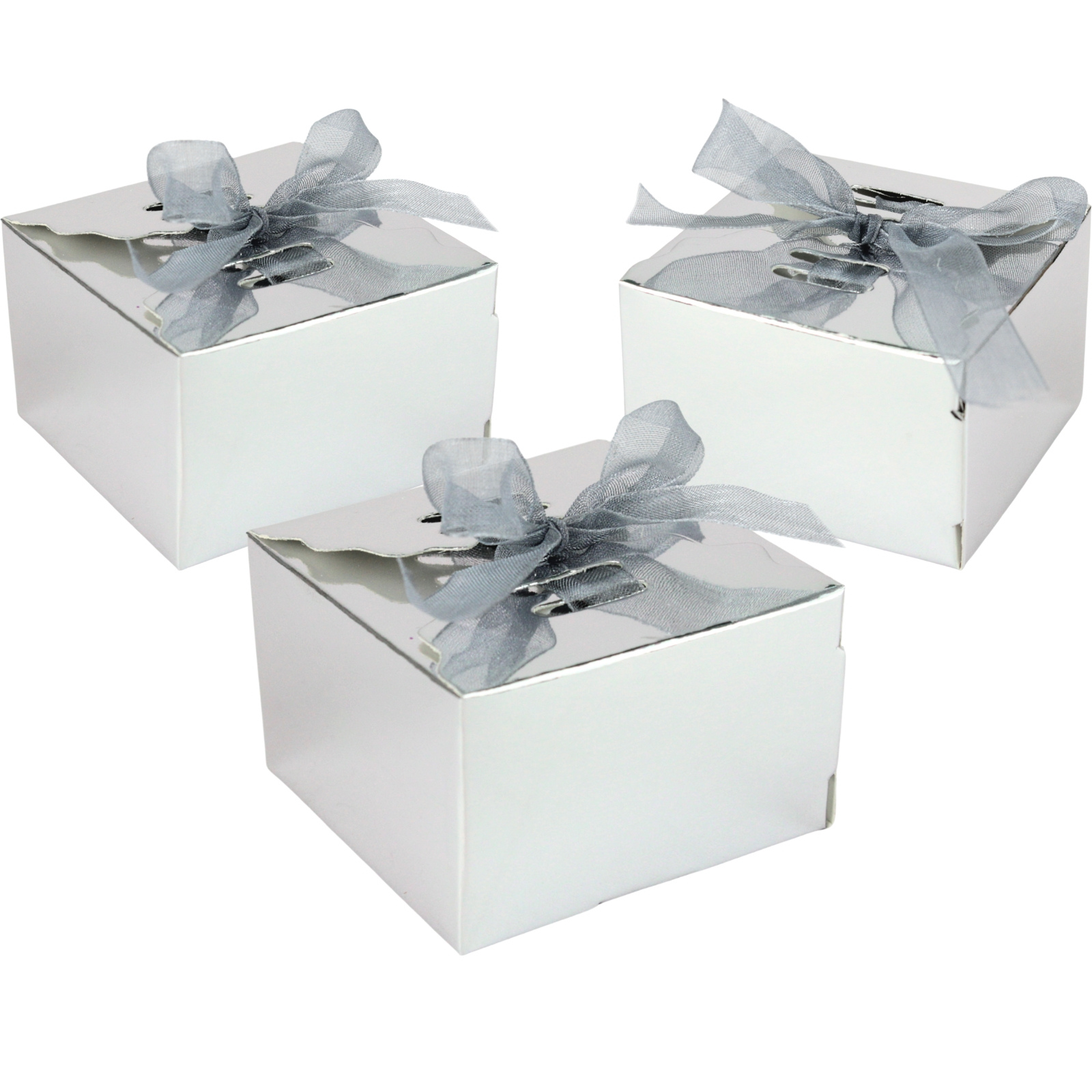 Mini Silver Scalloped Gift Boxes With Ribbon (Pack of 6) - Discount ...