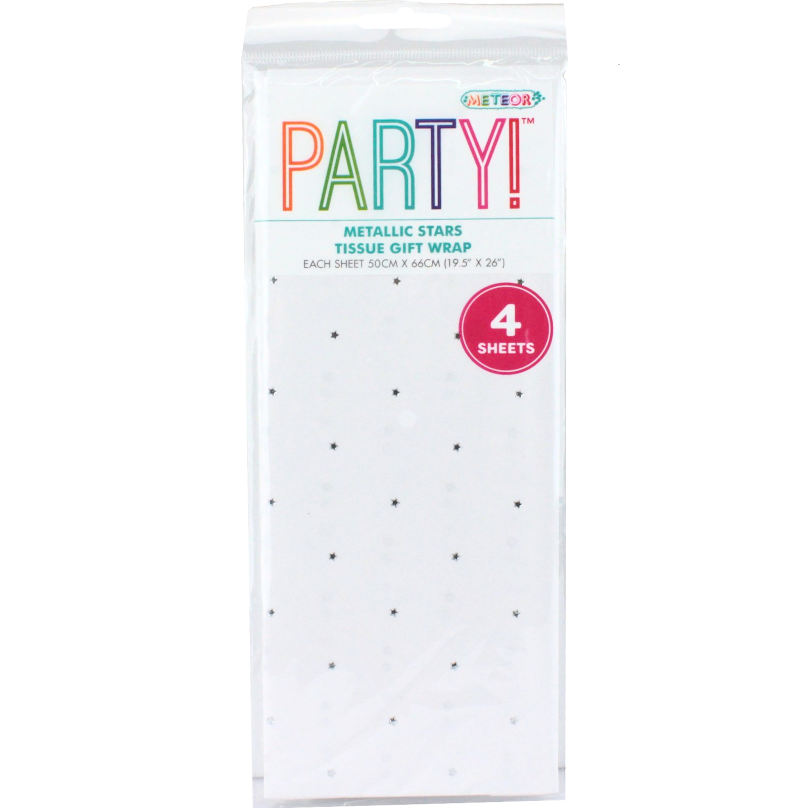 White With Metallic Silver Stars Tissue Paper (4 Sheets) - Discount ...