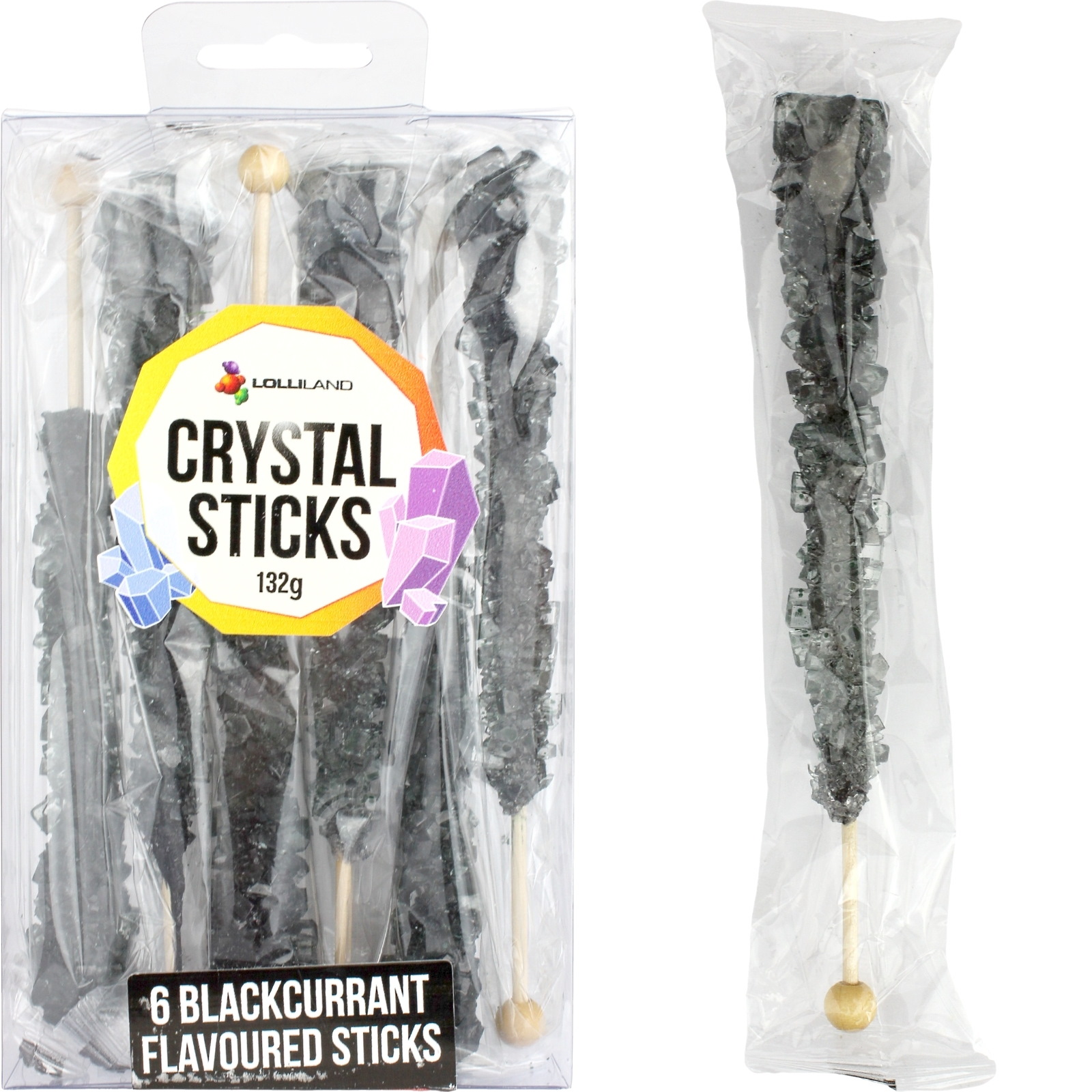 Black Crystal Lolly Sticks (Pack of 6) | Lollies, Sweets, & Candy ...