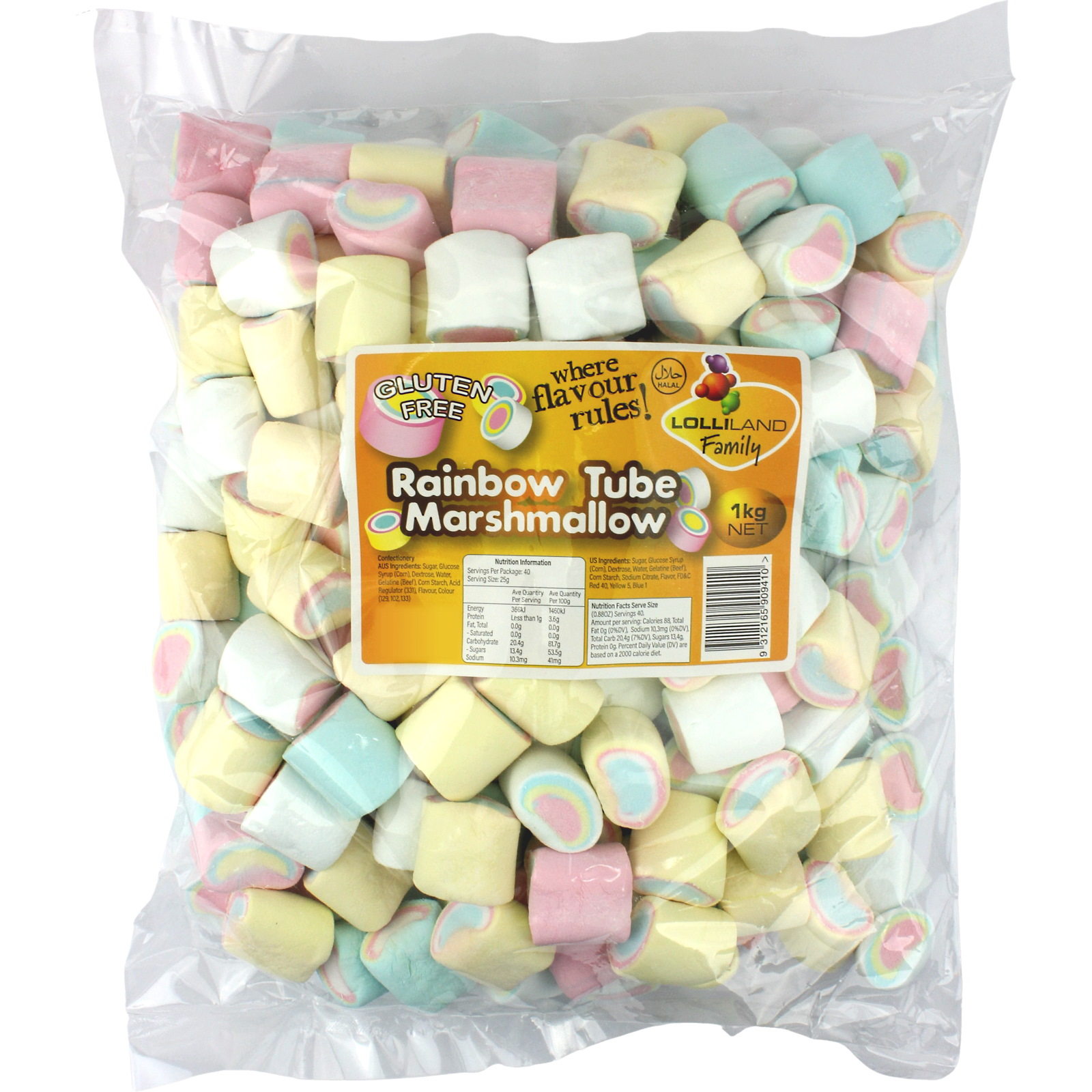 Rainbow Marshmallow Logs (1kg Bag) - Discount Party Supplies