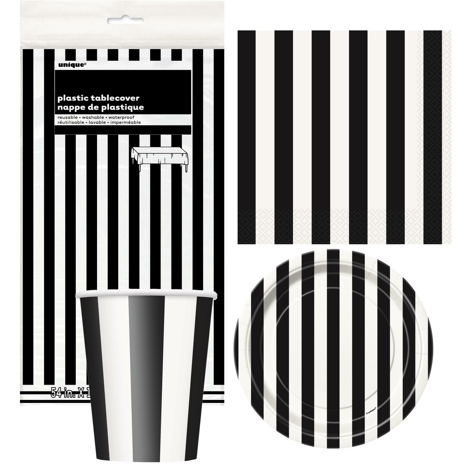 Black and White Striped Party Pack (For 8 Guests) - Discount Party Supplies