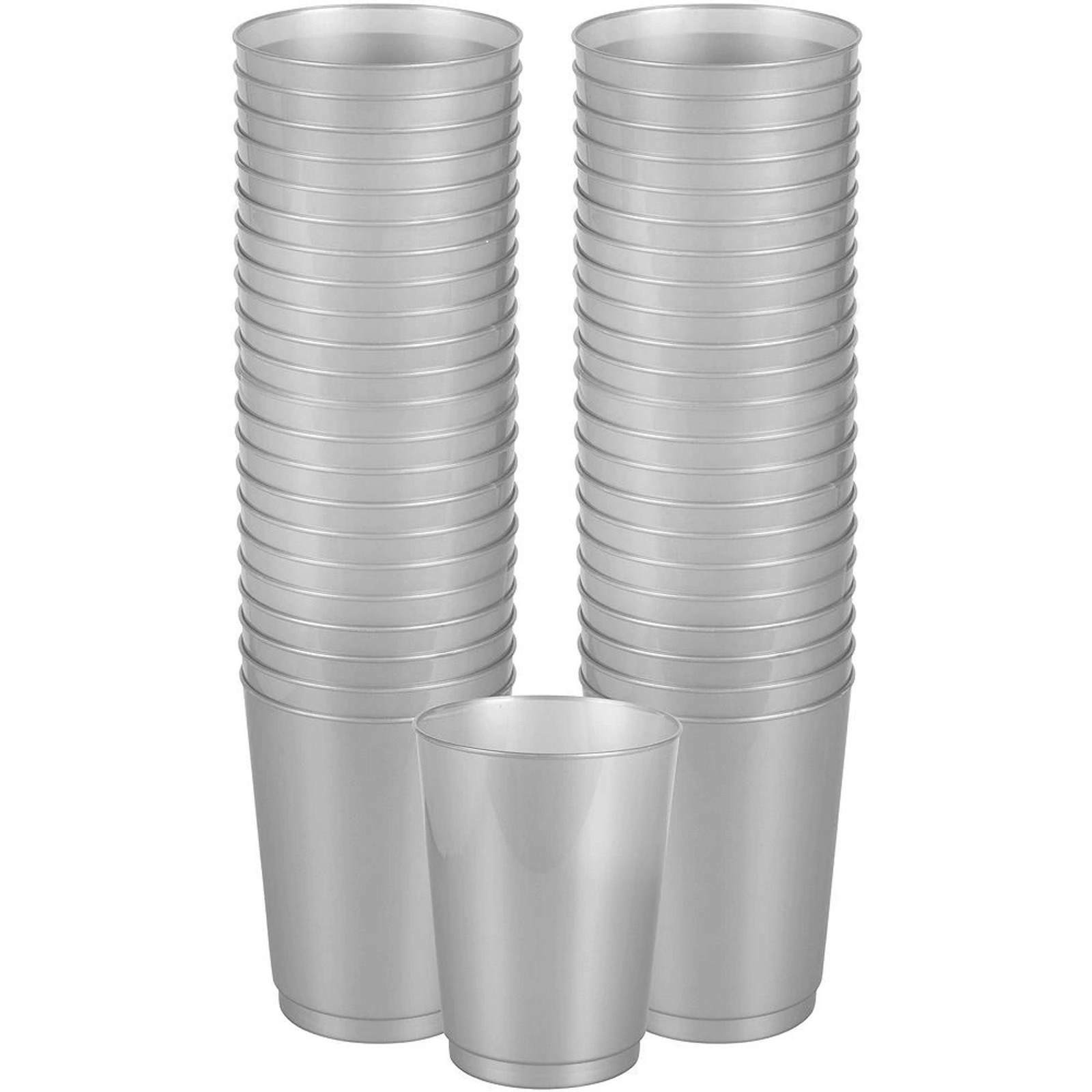 Silver Plastic Cups (Pack of 72) - Discount Party Supplies