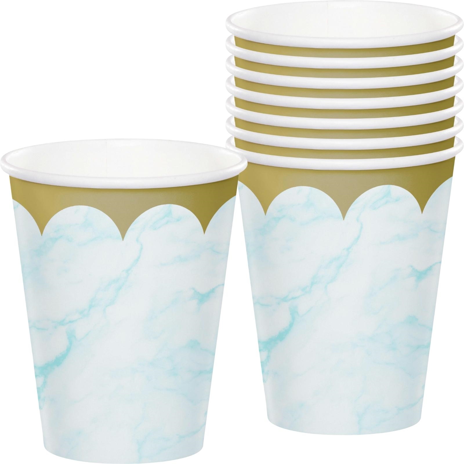 Blue Marble Paper Cups (Pack of 8) - Discount Party Supplies