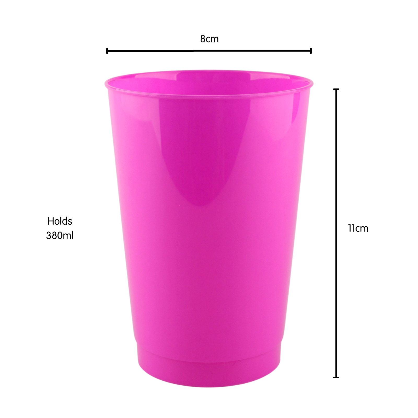 Fuchsia Pink Plastic Reusable Cups 380ml (Pack of 10) | Hot Pink ...