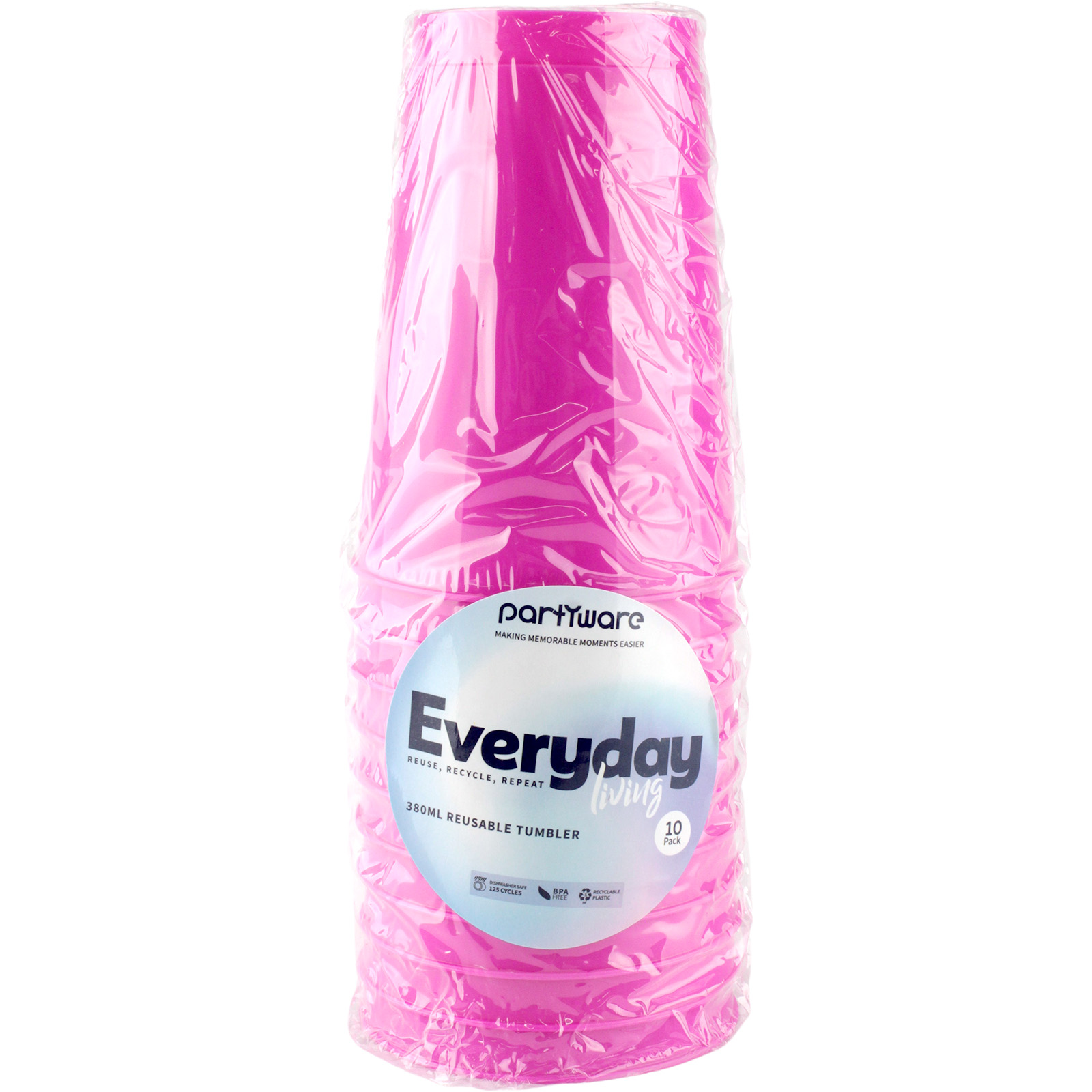 Fuchsia Pink Plastic Reusable Cups 380ml (Pack of 10) | Hot Pink ...