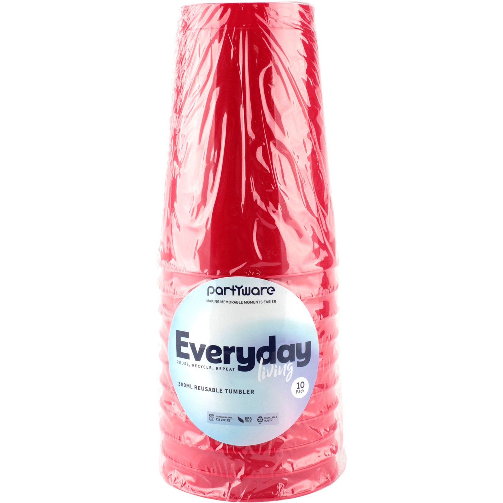 Red Plastic Reusable Cups 380ml (Pack of 10) | Red Coloured Party ...