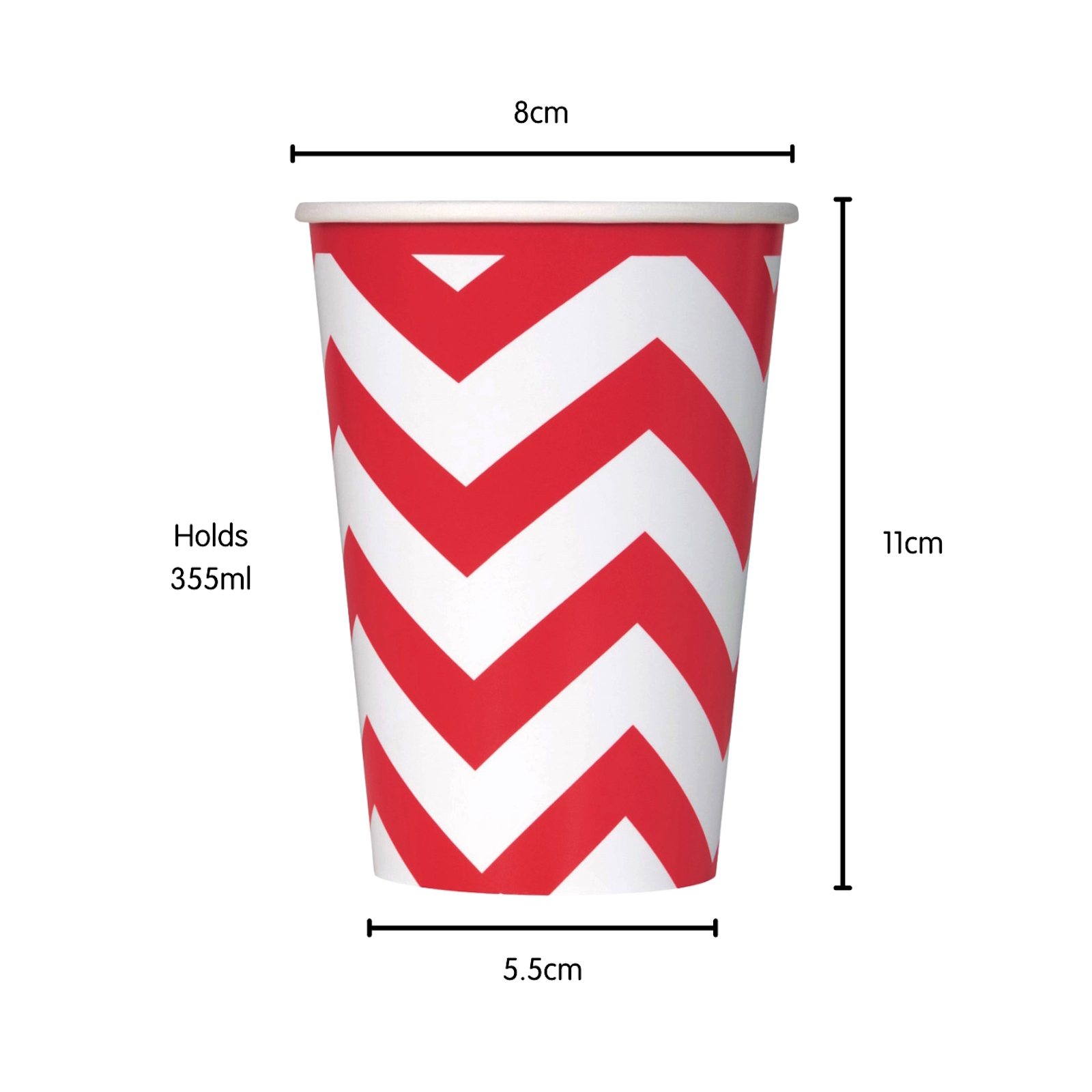 Ruby Red Chevron Paper Cups 355ml (Pack of 6) | Red Coloured Party ...
