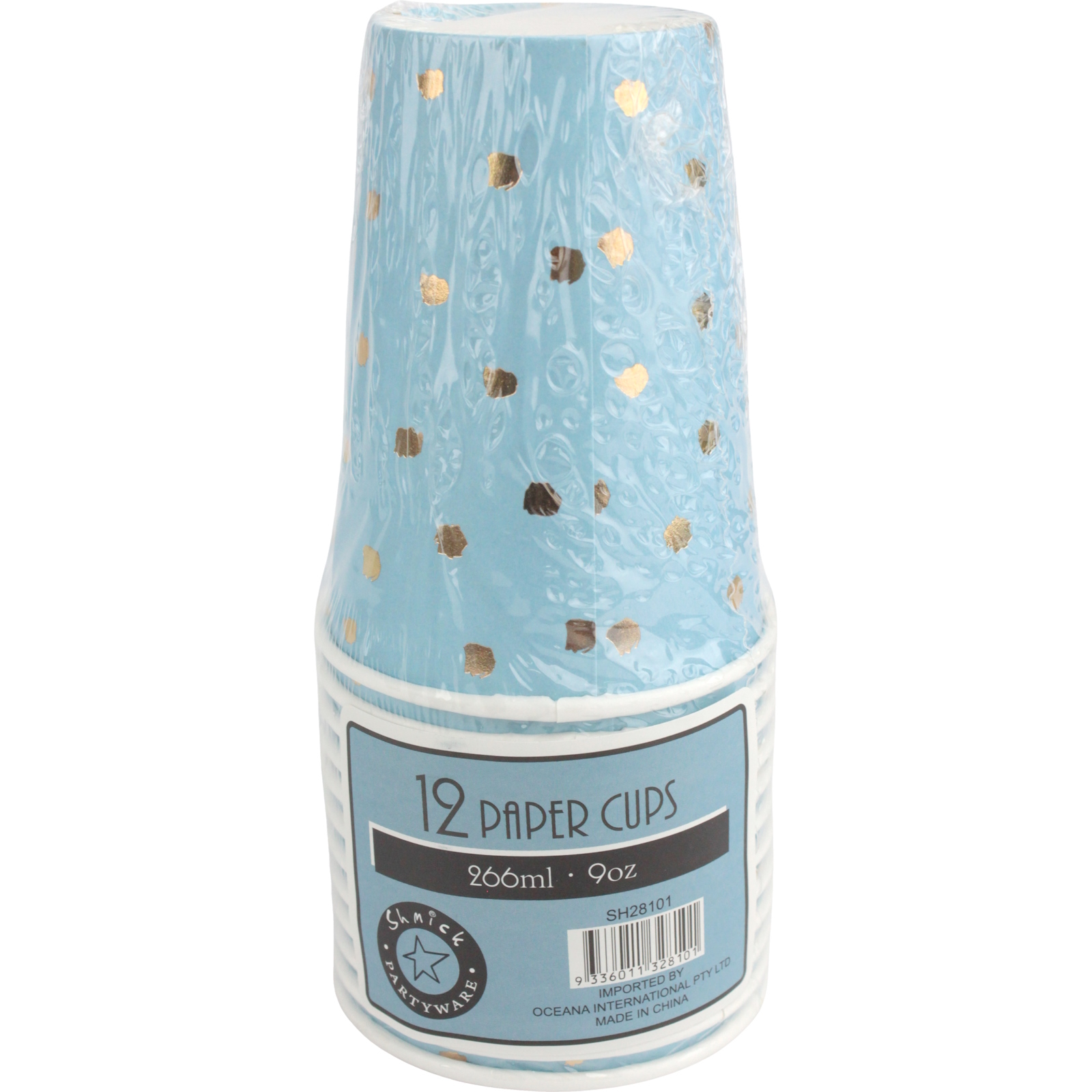 Light Blue and Gold Foil Dots Paper Cups (Pack of 12) | Light Blue ...