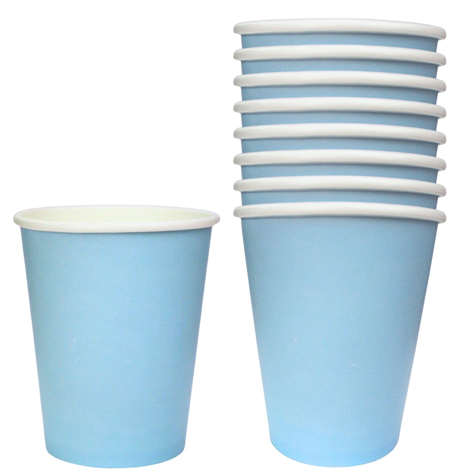 Baby Blue Paper Cups 266ml (Pack of 12) - Discount Party Supplies
