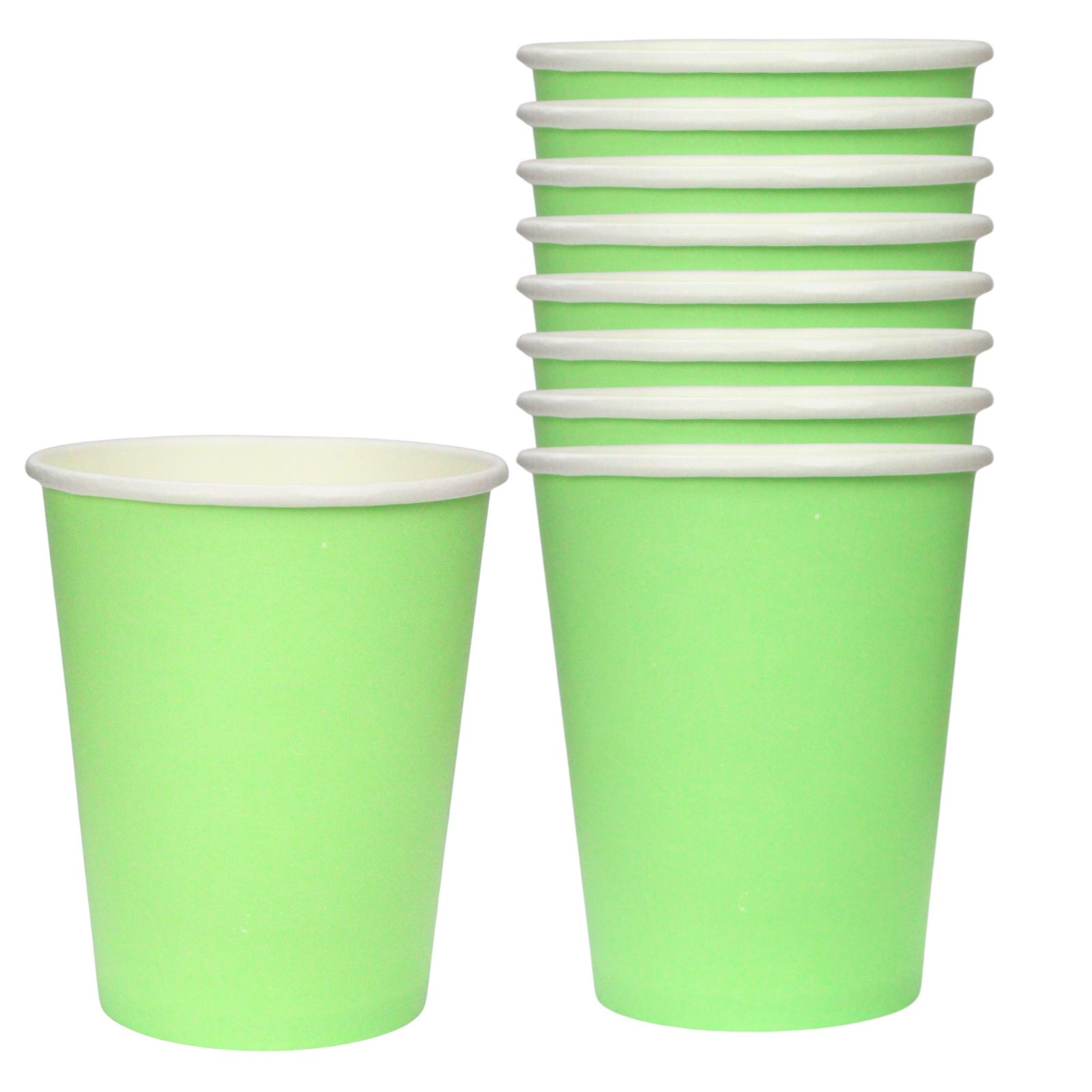 Light Lime Green Paper Cups 266ml (Pack of 12) - Discount Party Supplies