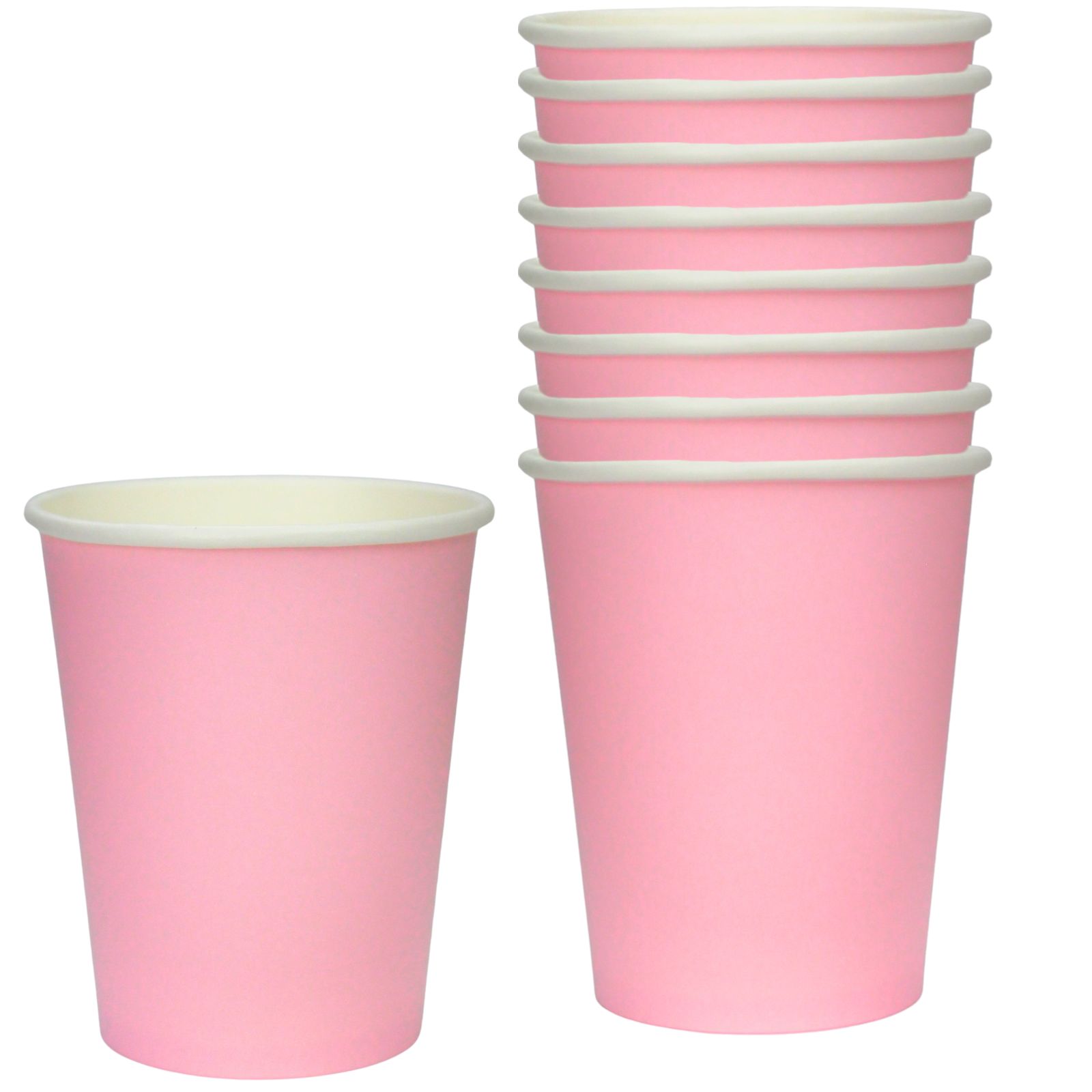 Baby Pink Paper Cups 266ml (Pack of 12) - Discount Party Supplies