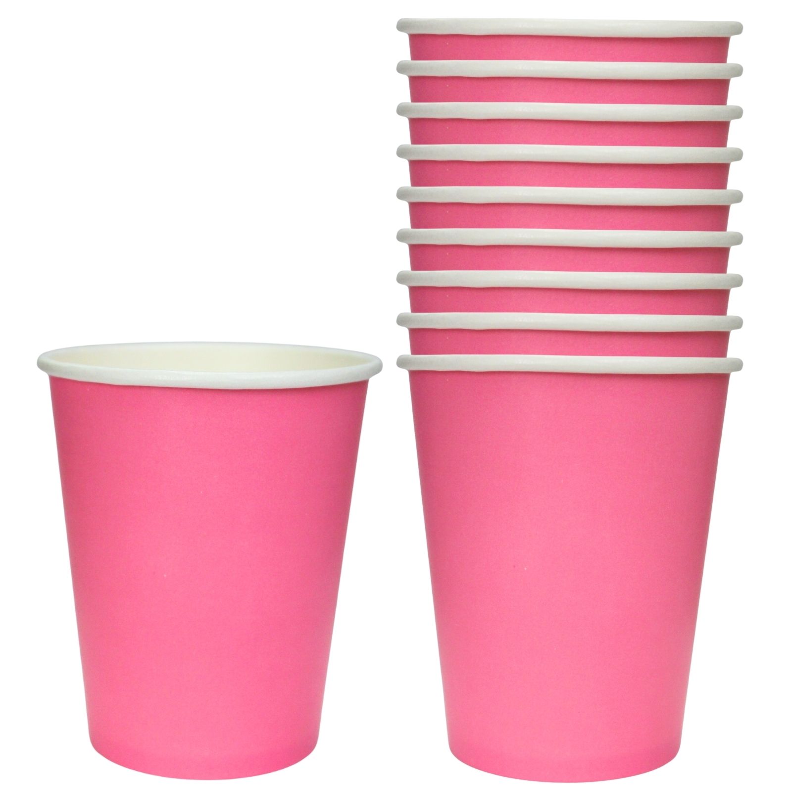 Hot Pink Paper Cups 266ml (Pack of 12) - Discount Party Supplies