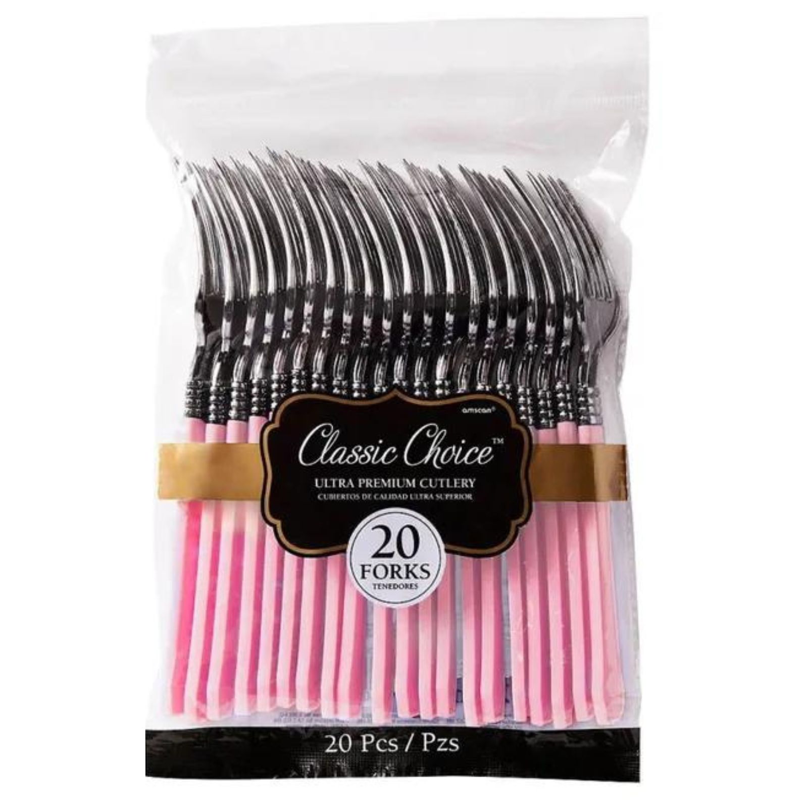 New Pink Reusable Premium Plastic Forks (Pack of 20) | Light Pink ...