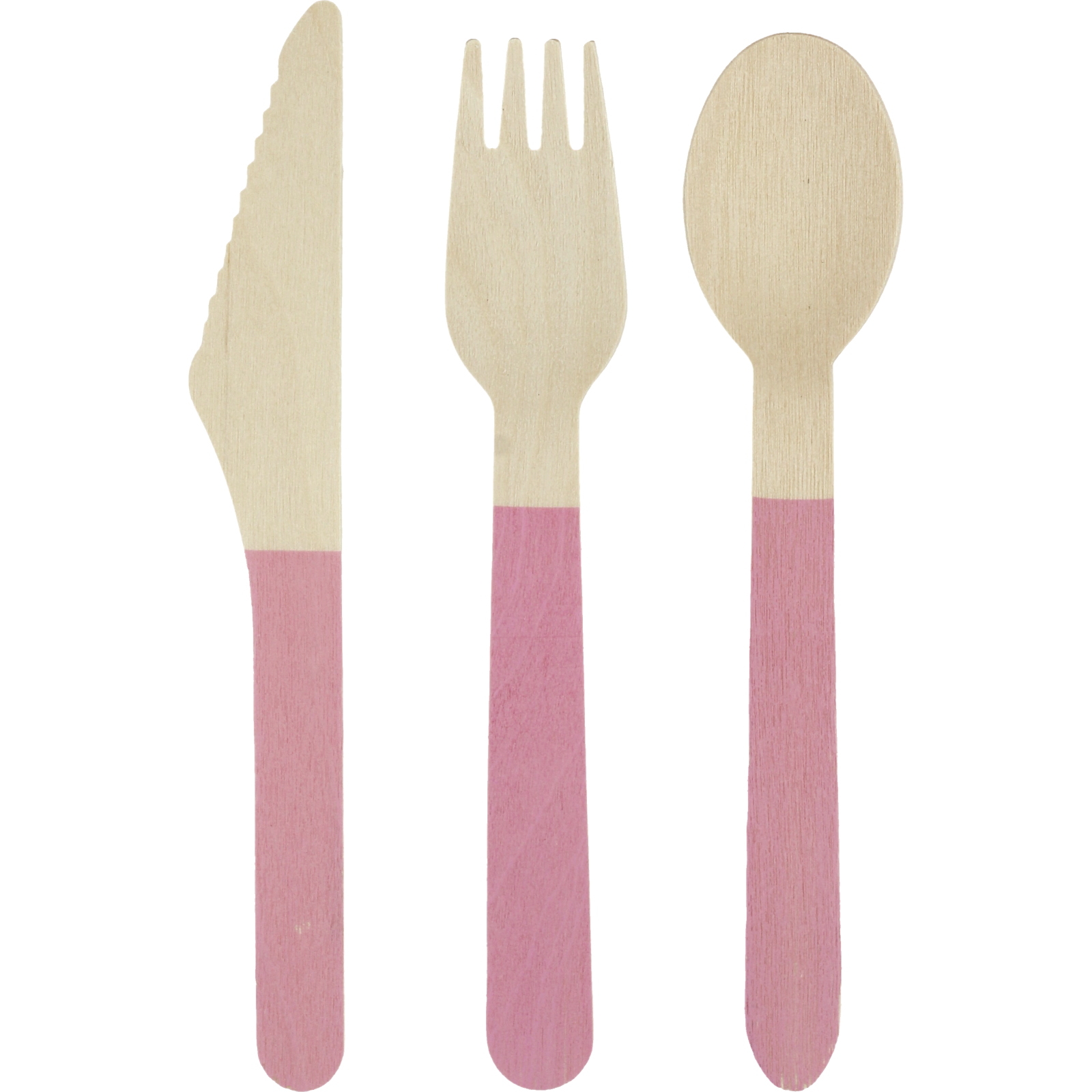 Wooden Dipped Cutlery Set Candy Pink (12 Piece) - Discount Party Supplies
