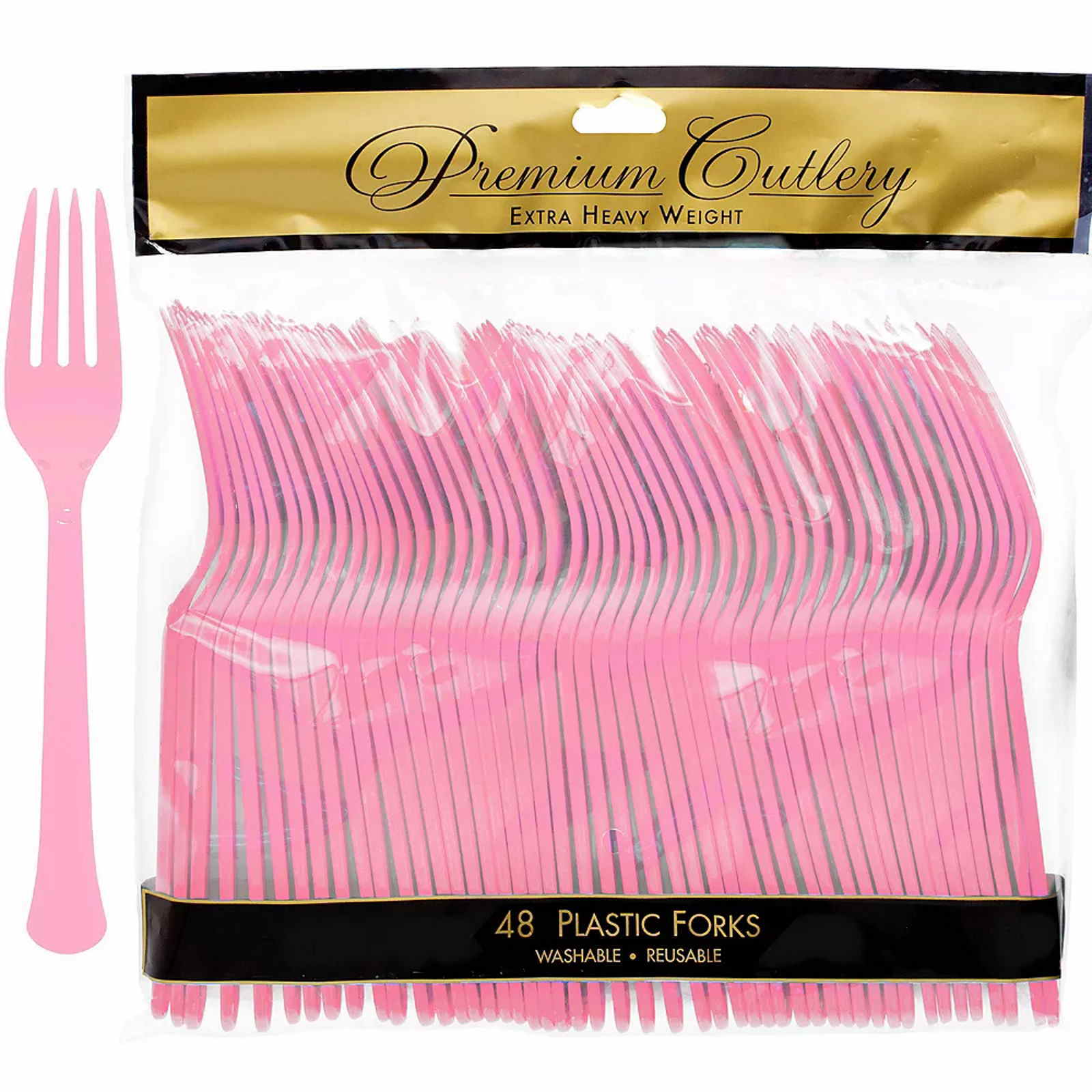 Light Pink Premium Reusable Plastic Forks (Pack of 48) - Discount Party ...