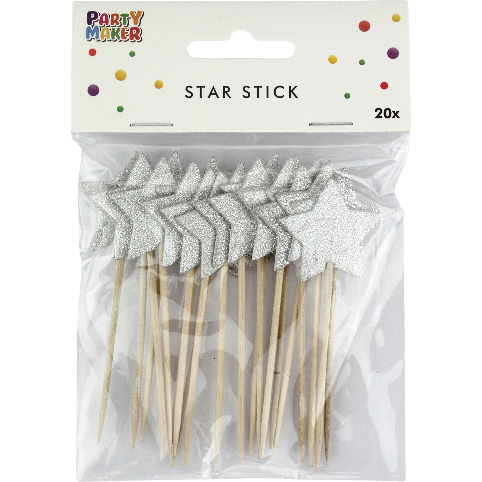 Silver Glitter Star Picks (Pack of 20) | Silver Party Supplies ...
