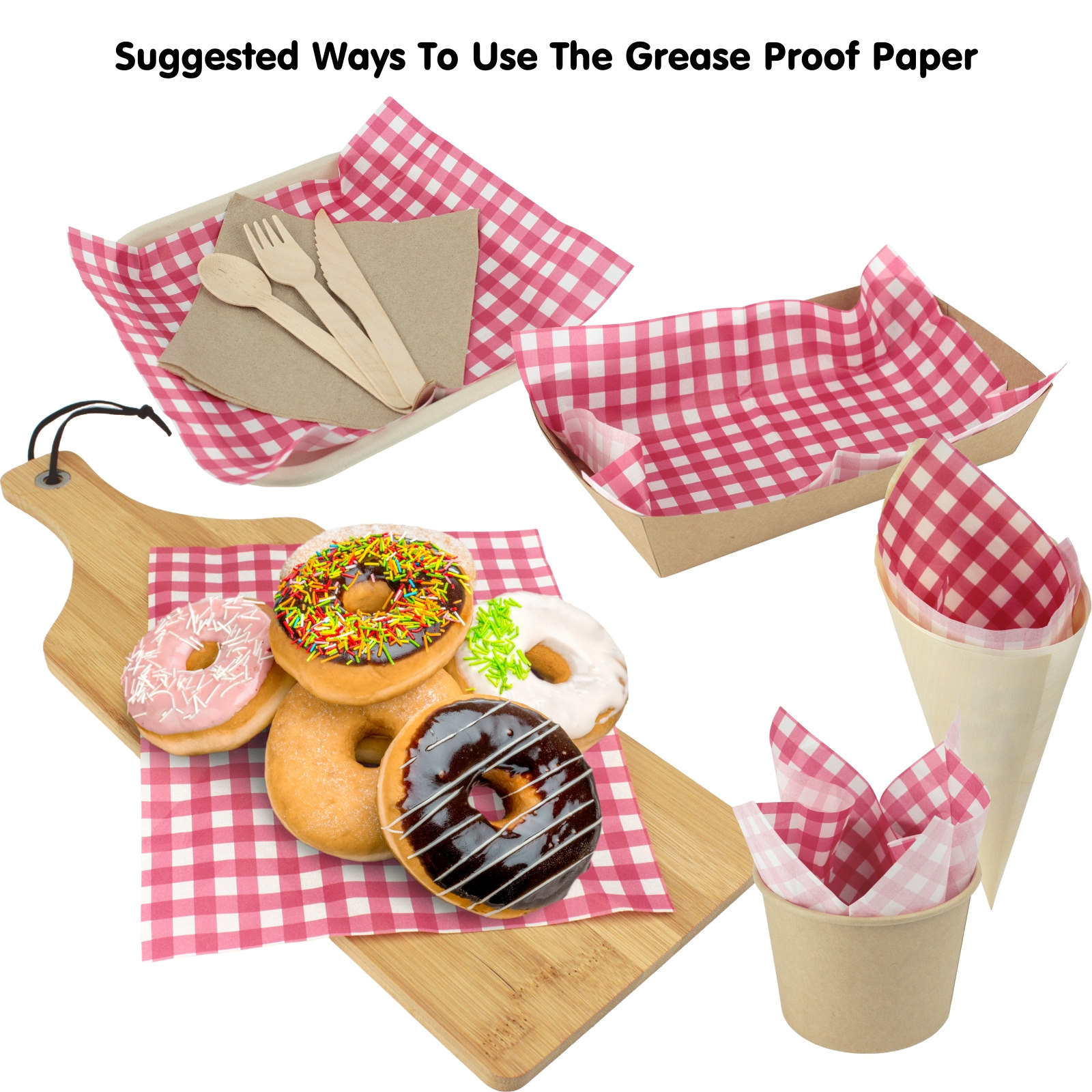 Red Gingham Grease Proof Paper Plate / Tray Liners (8 Sheets ...