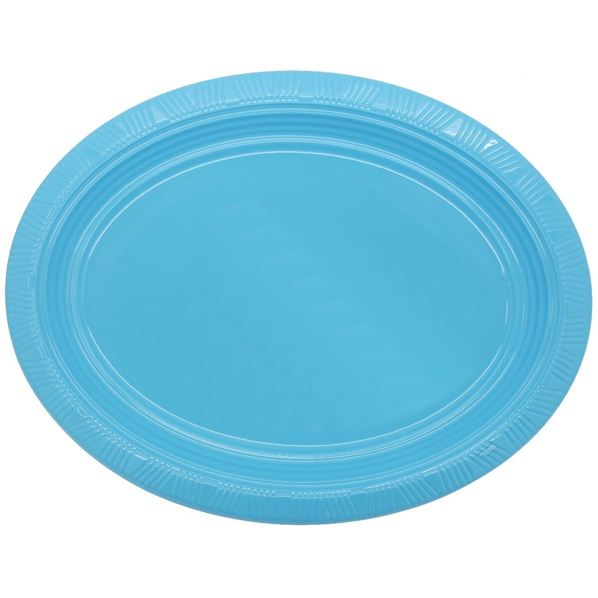 Light Blue Oval Large Plastic Plates (Pack of 5) - Discount Party Supplies