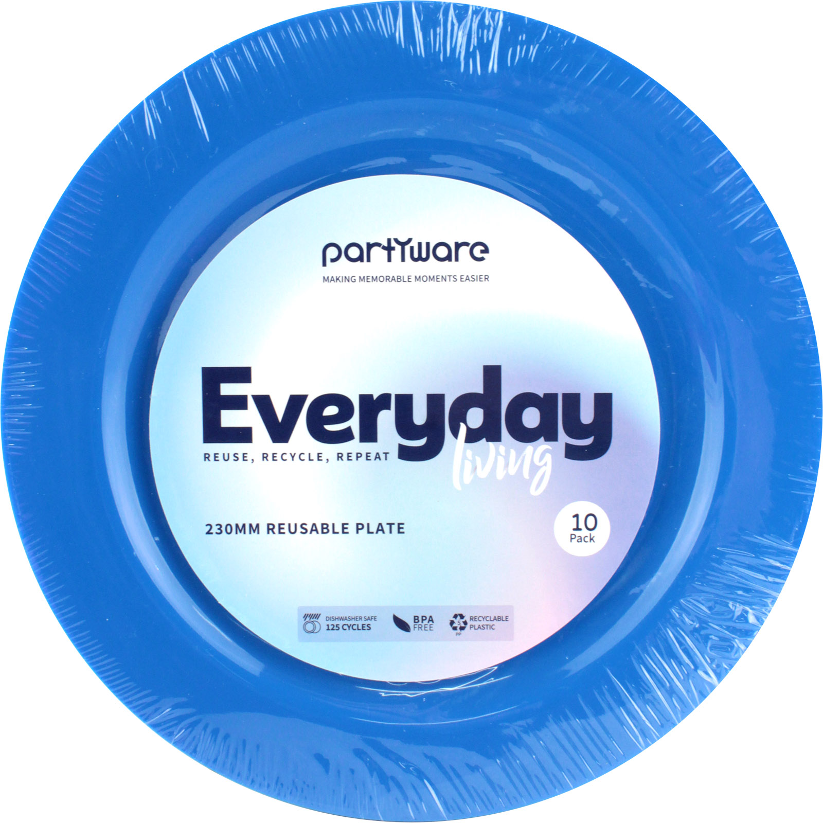 Cobalt Blue 23cm Plastic Reusable Plates (Pack of 10) | Blue Coloured ...