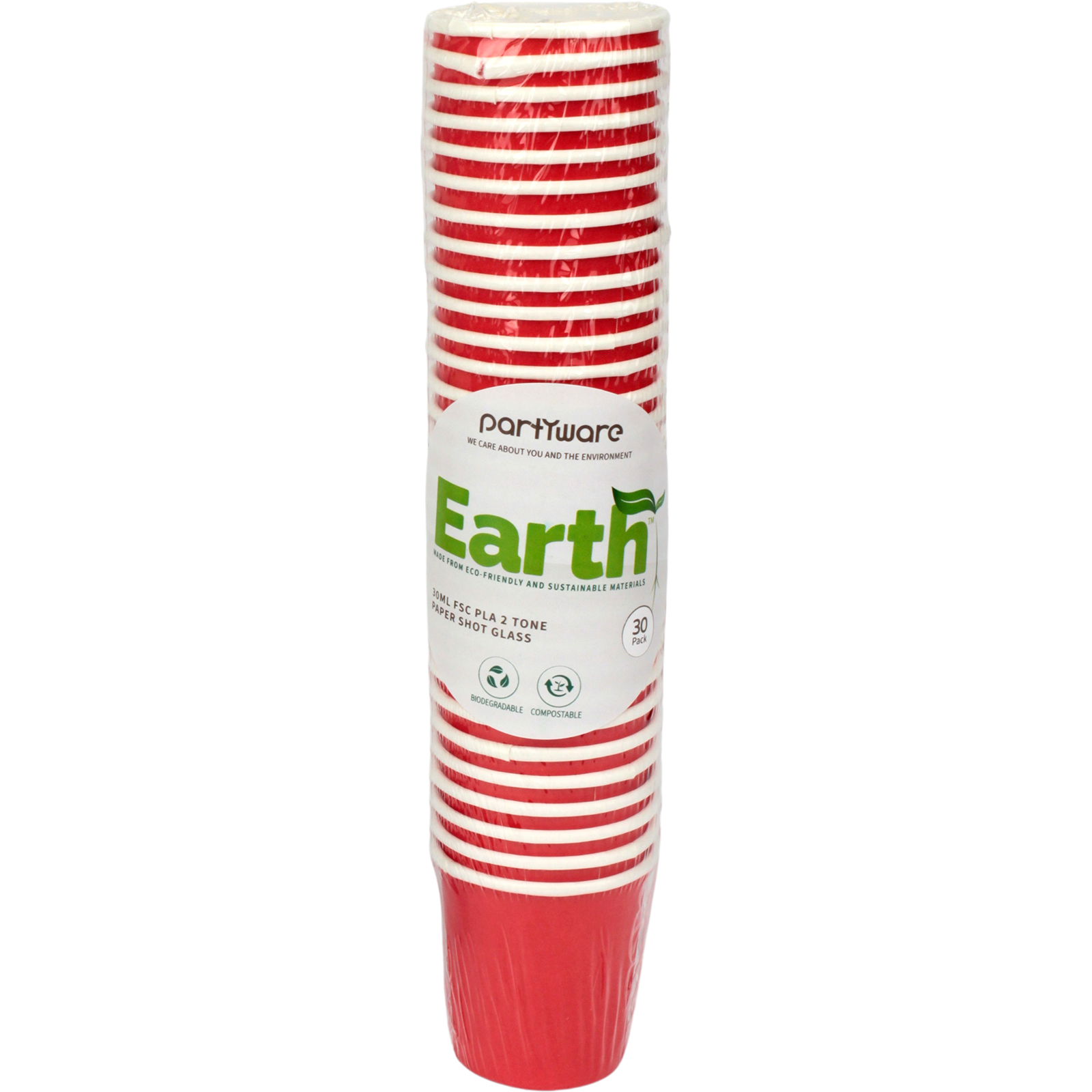 Earth Eco Red Paper Shot Cups 30ml (Pack of 30) | Discount Party ...