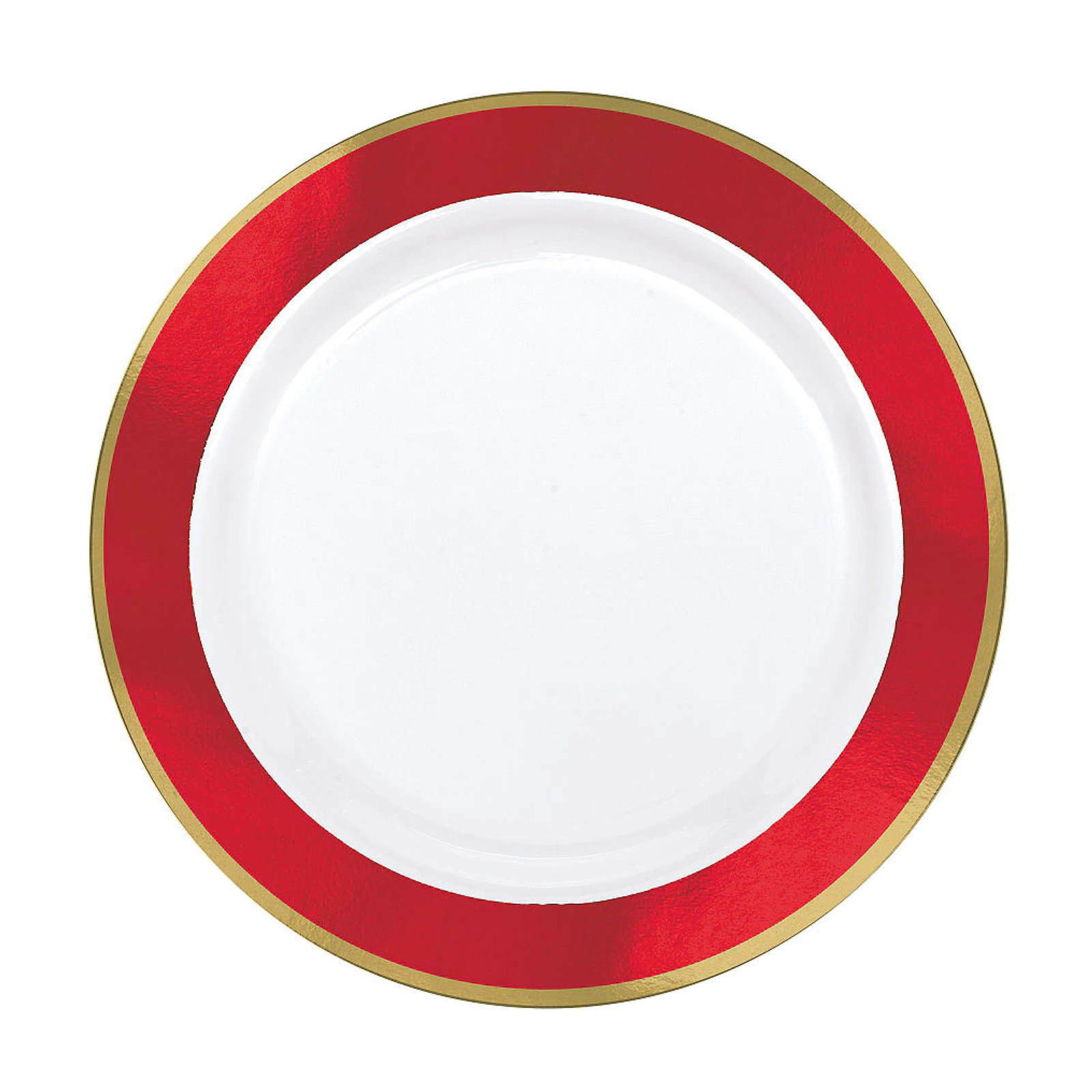 Red Metallic Border Premium Small Plastic Plates (Pack of 10 ...