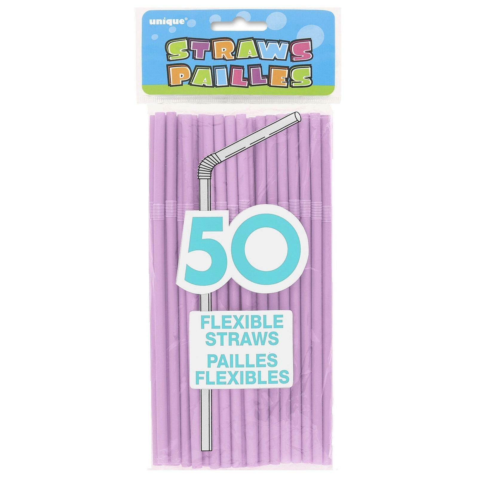 Lavender Plastic Drinking Straws (Pack of 50) - Discount Party Supplies
