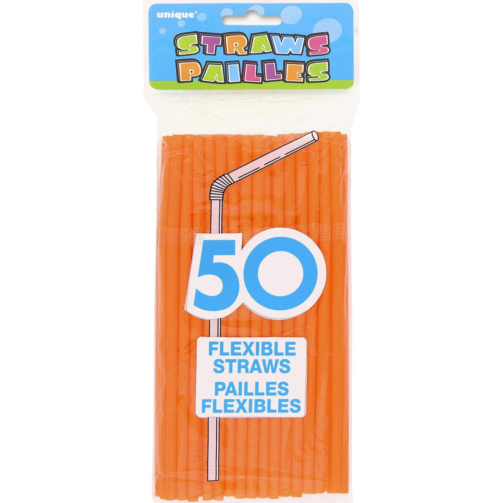 Orange Plastic Drinking Straws (Pack of 50) - Discount Party Supplies