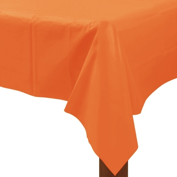 Orange Rectangular Plastic Tablecloth | Orange Coloured Party Supplies ...