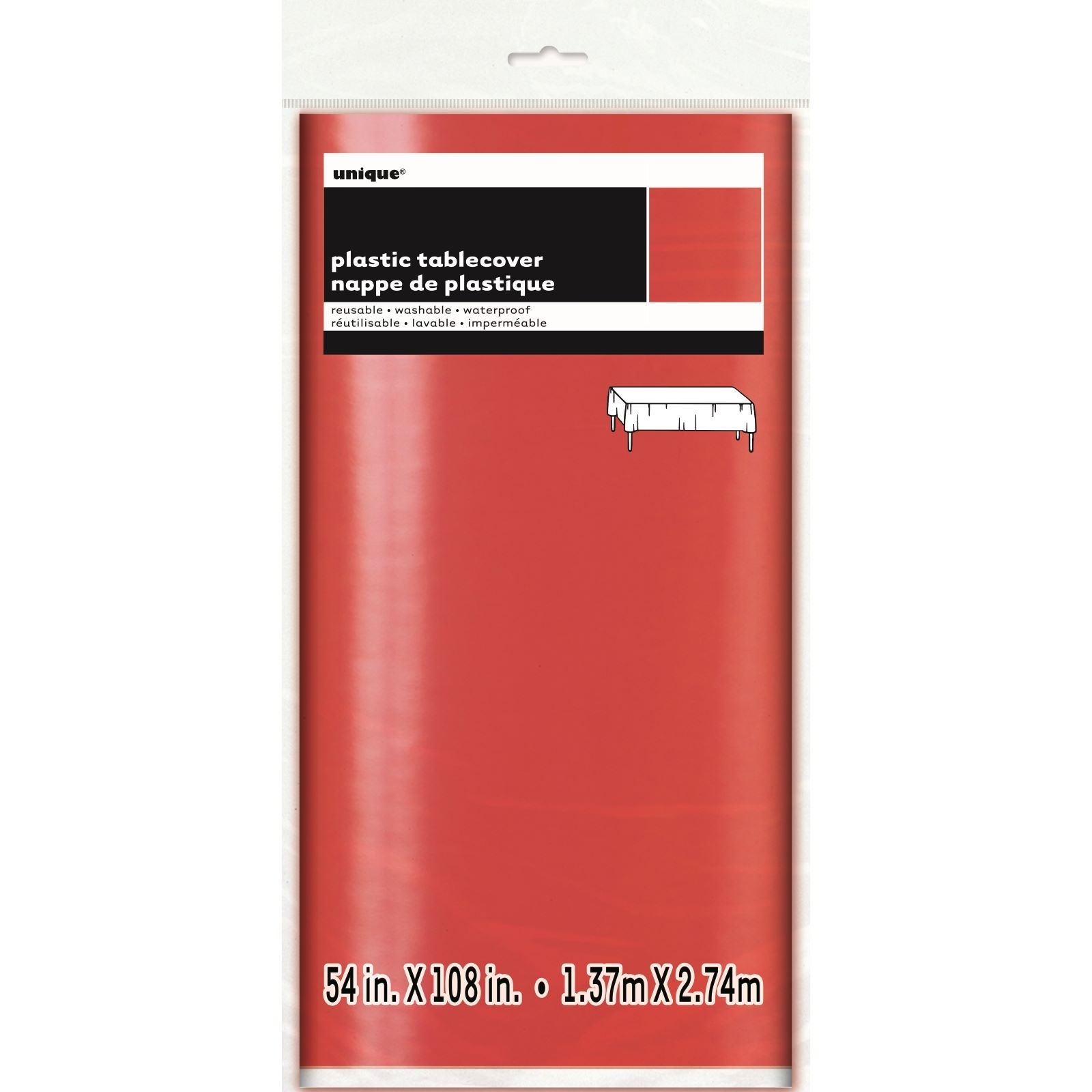 Red Foil Rectangular Plastic Tablecloth | Red Coloured Party Supplies ...