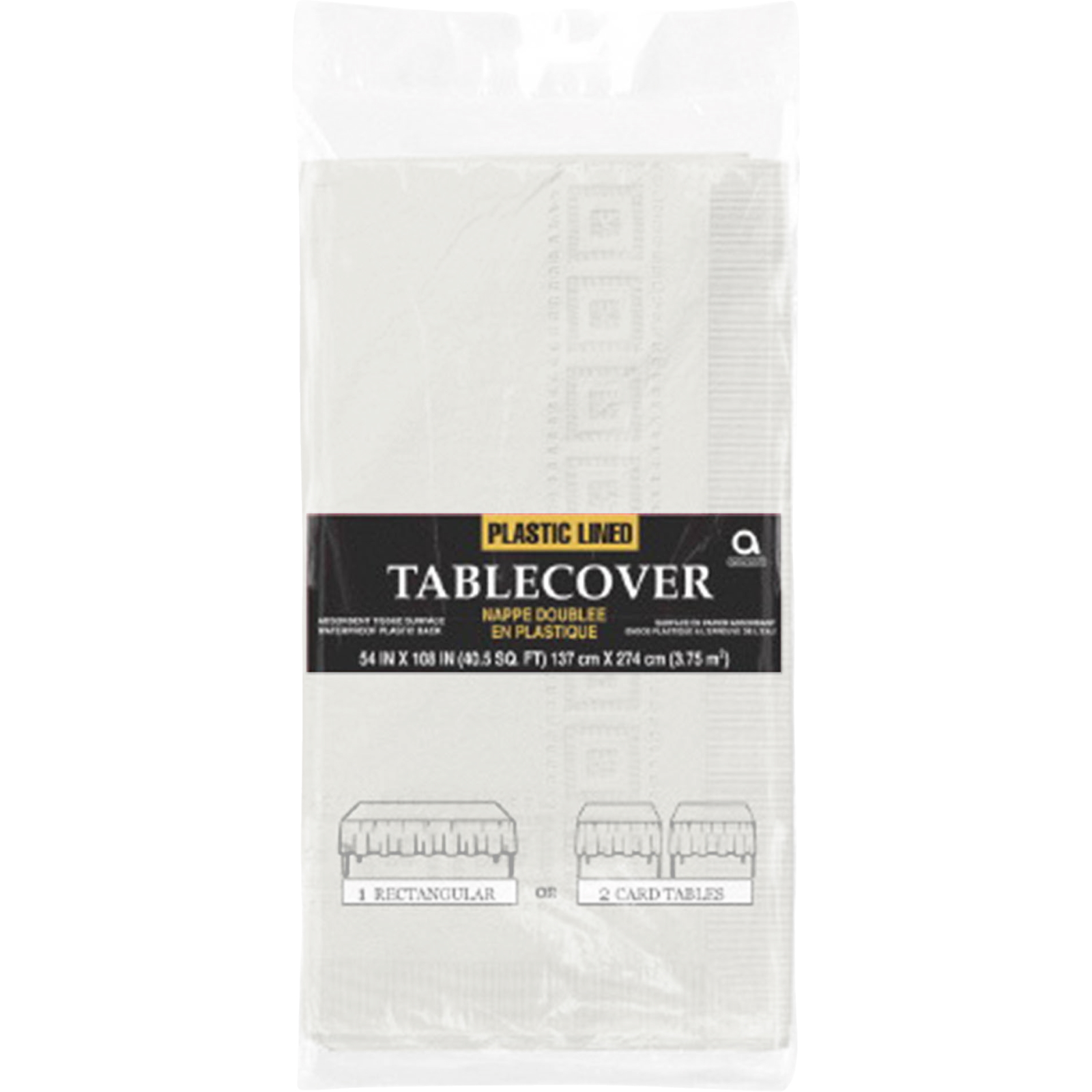 White 3ply Plastic Lined Paper Tablecloth | White Party Supplies ...