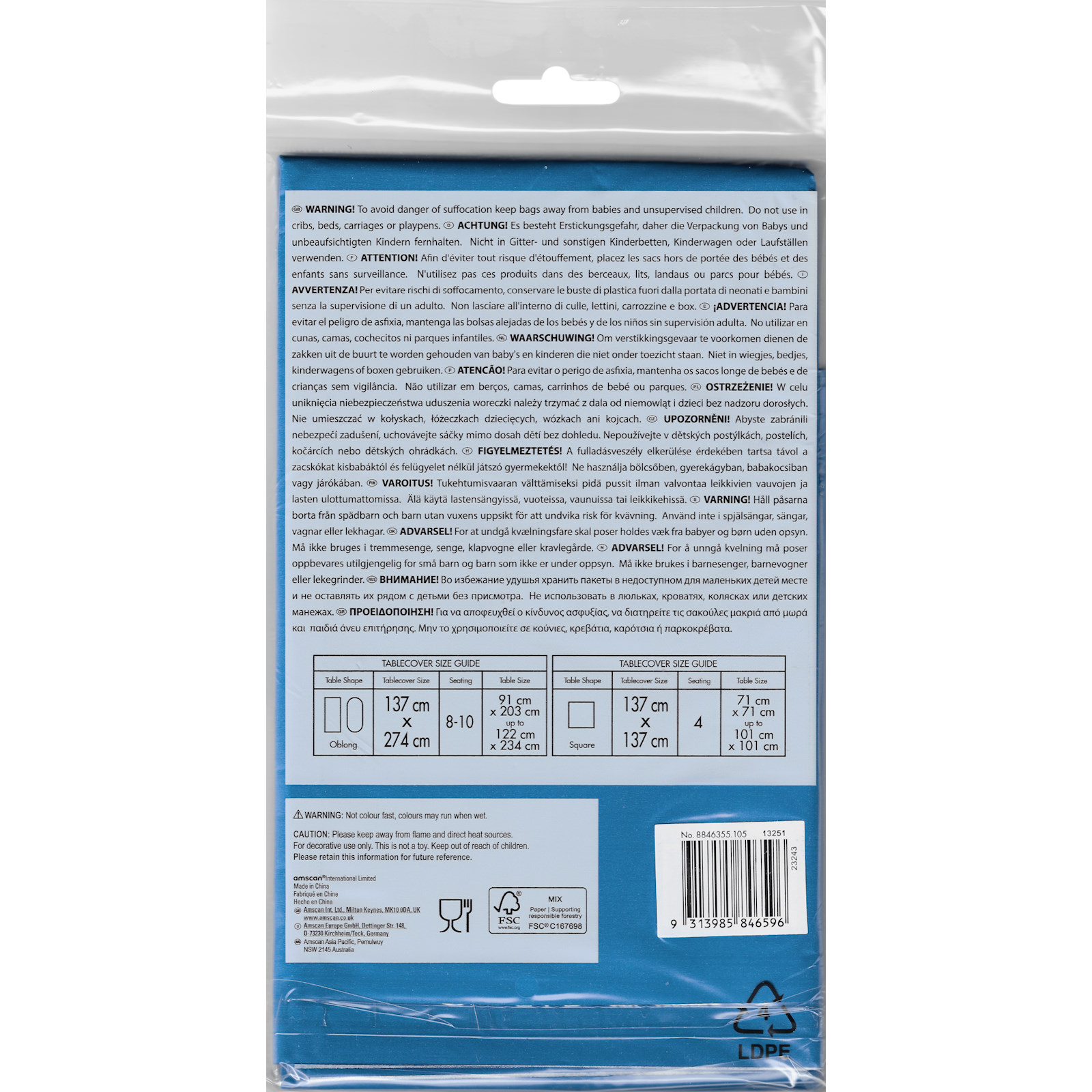 Bright Royal Blue Rectangle Paper Tablecloth | Blue Coloured Party ...