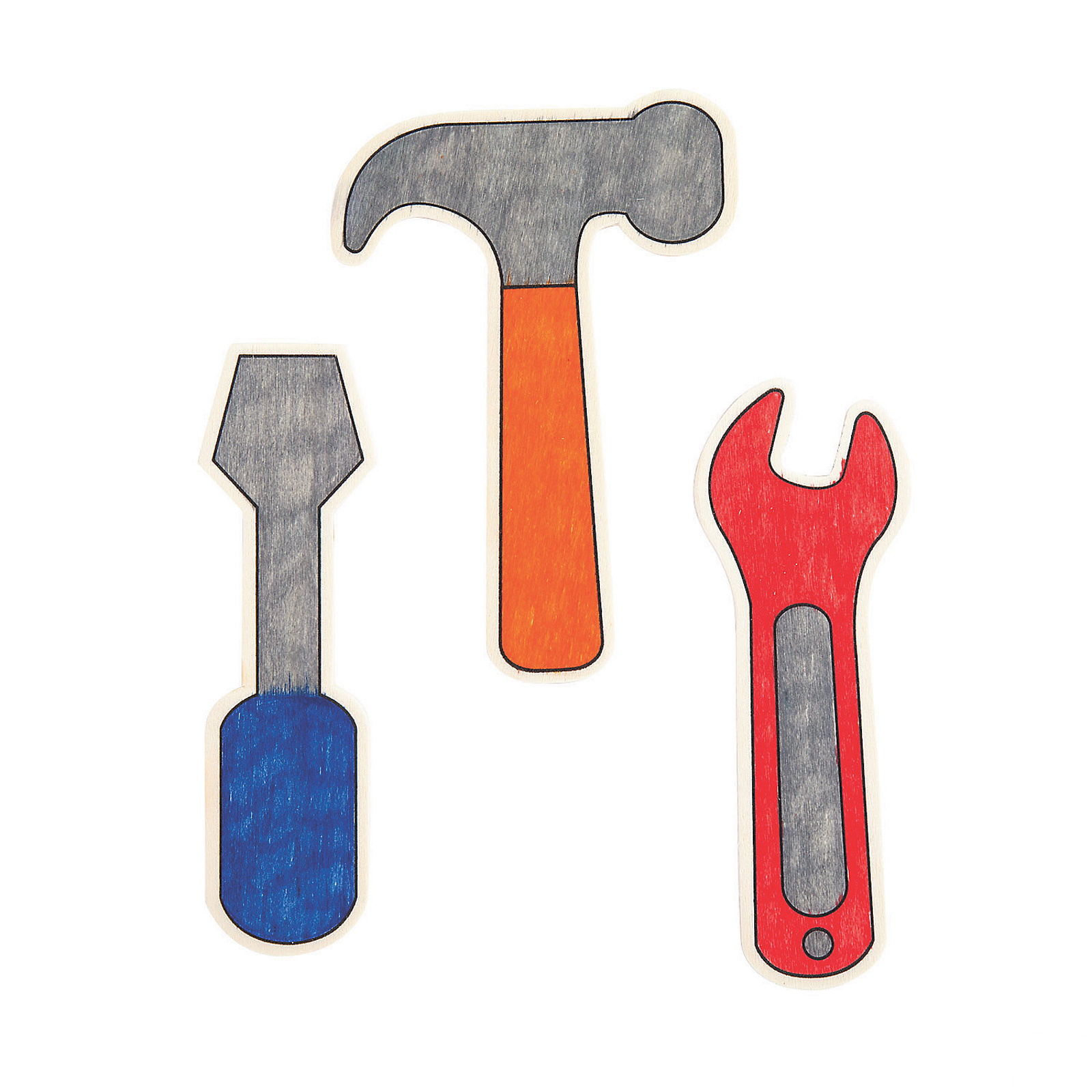 Wooden Colour Your Own Tool Shapes (Pack of 24) | Construction | Boys ...