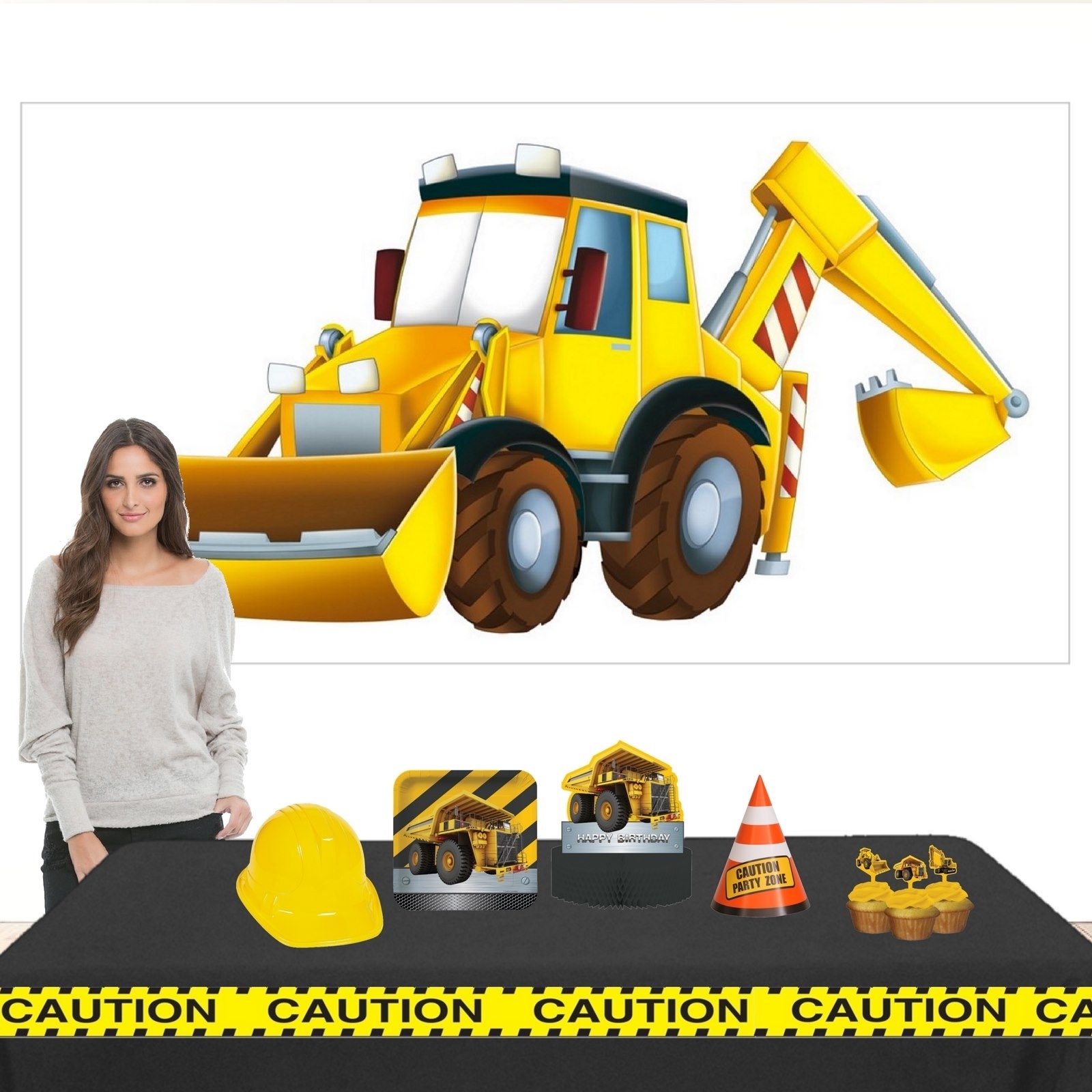 Construction Truck Large Fabric Wall Backdrop | Construction Party ...
