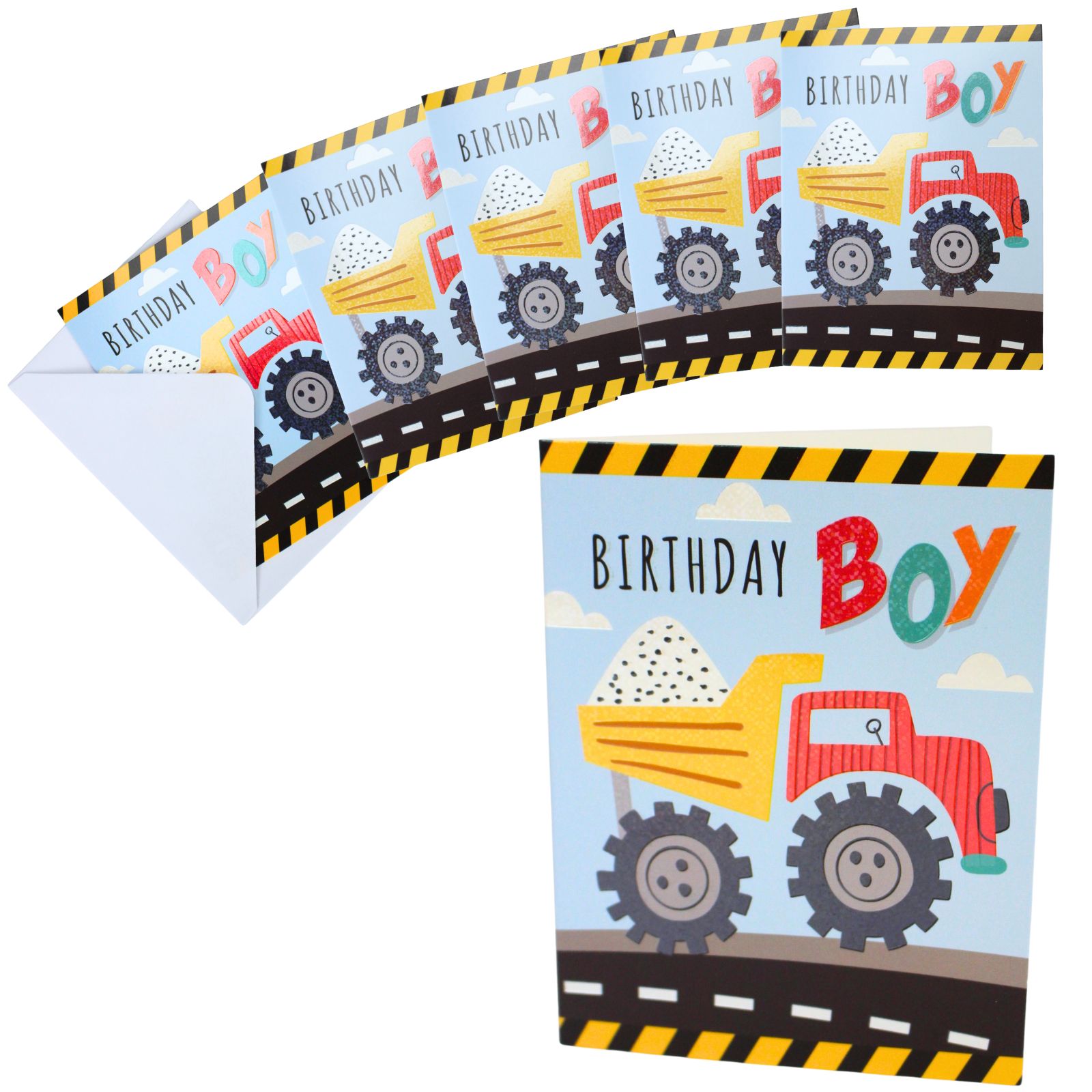 Mini Construction Birthday Boy Cards and Envelopes (Pack of 6 ...