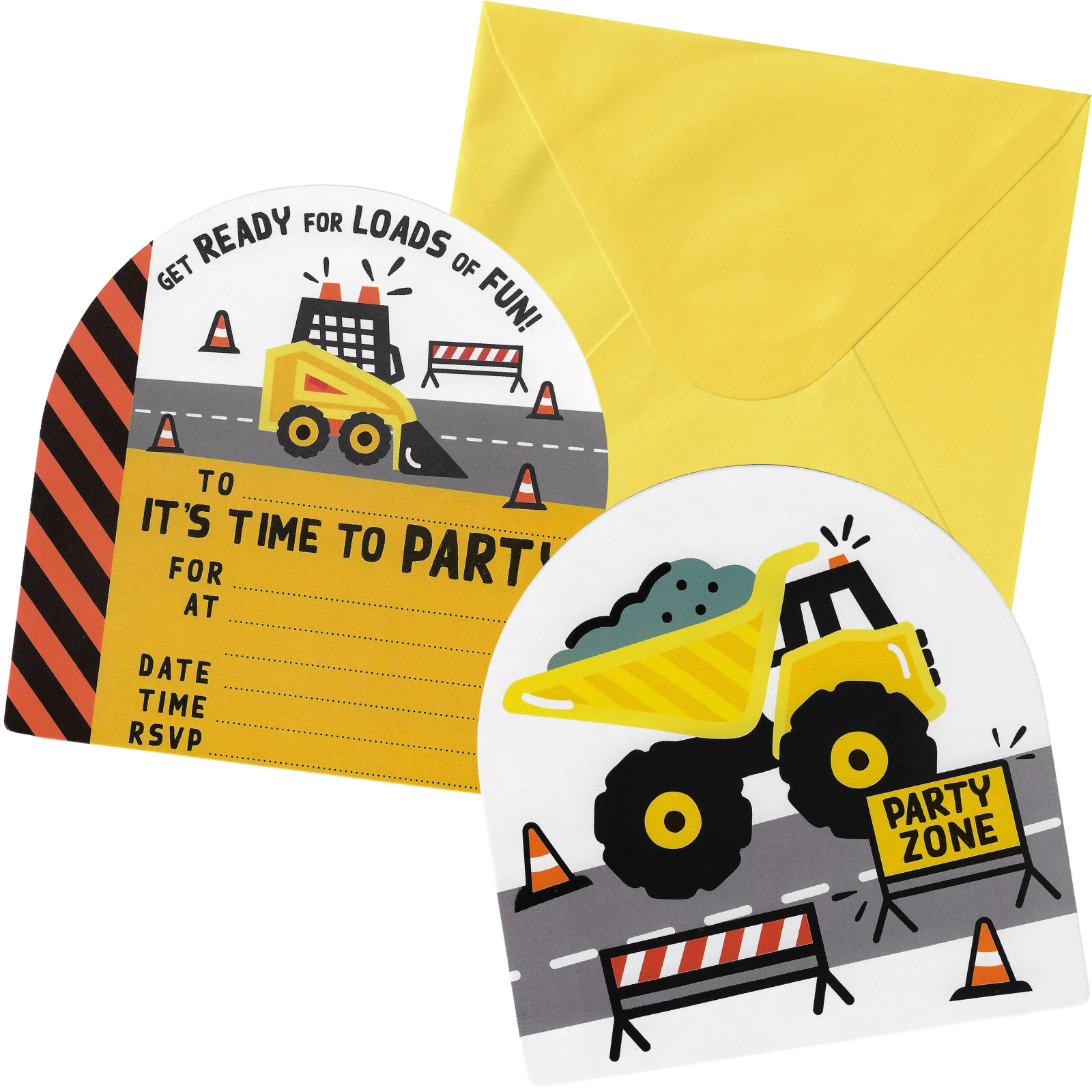Construction Party Zone Invitations (Pack of 8) - Discount Party Supplies