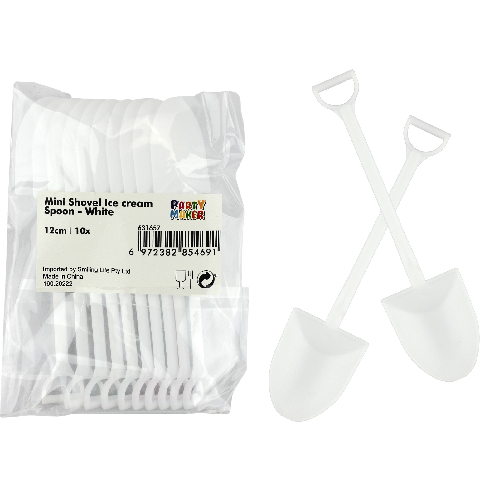 Mini White Construction Shovel Spoons (Pack of 10) - Discount Party ...