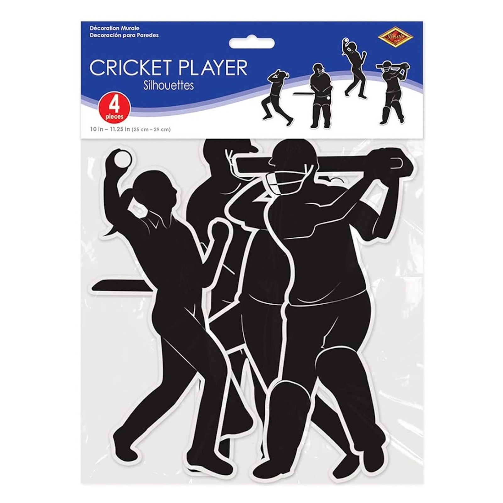 Cricket Player Silhouette Cutout Wall Decorations (Pack of 4 ...