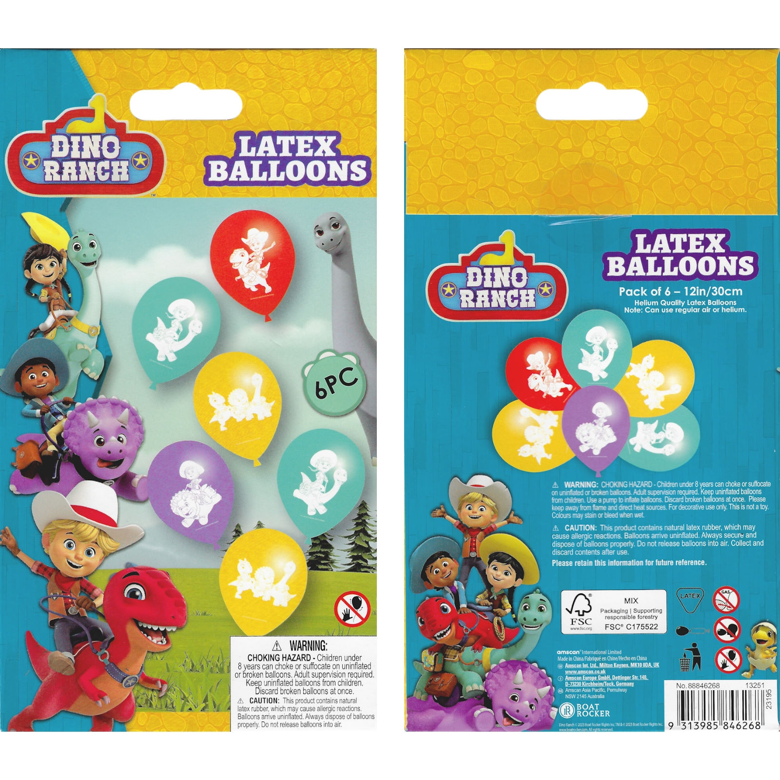 Dino Ranch Latex Balloons (Pack of 6) | Dinosaur Party Supplies | Boys ...