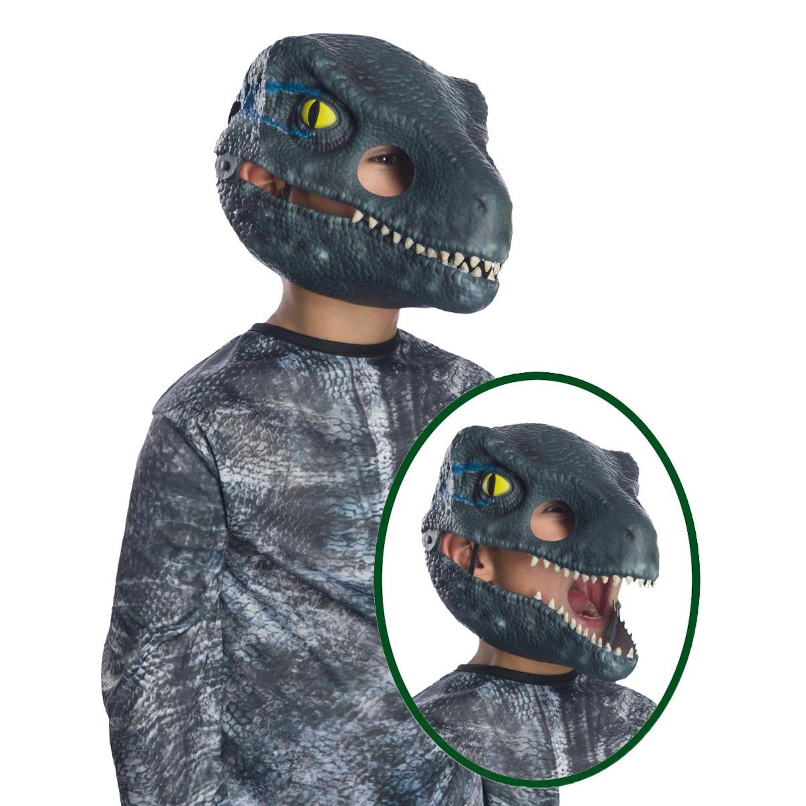 Jurassic World Blue Velociraptor Movable Jaw Child Mask | Masks Party ...
