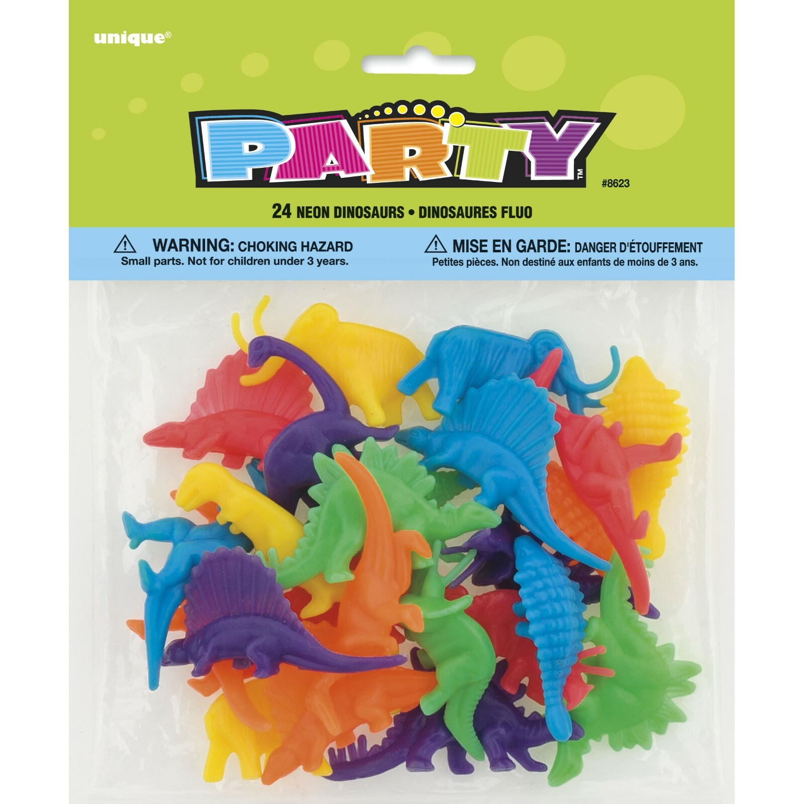 Neon Dinosaur Plastic Toys (Pack of 24) - Discount Party Supplies